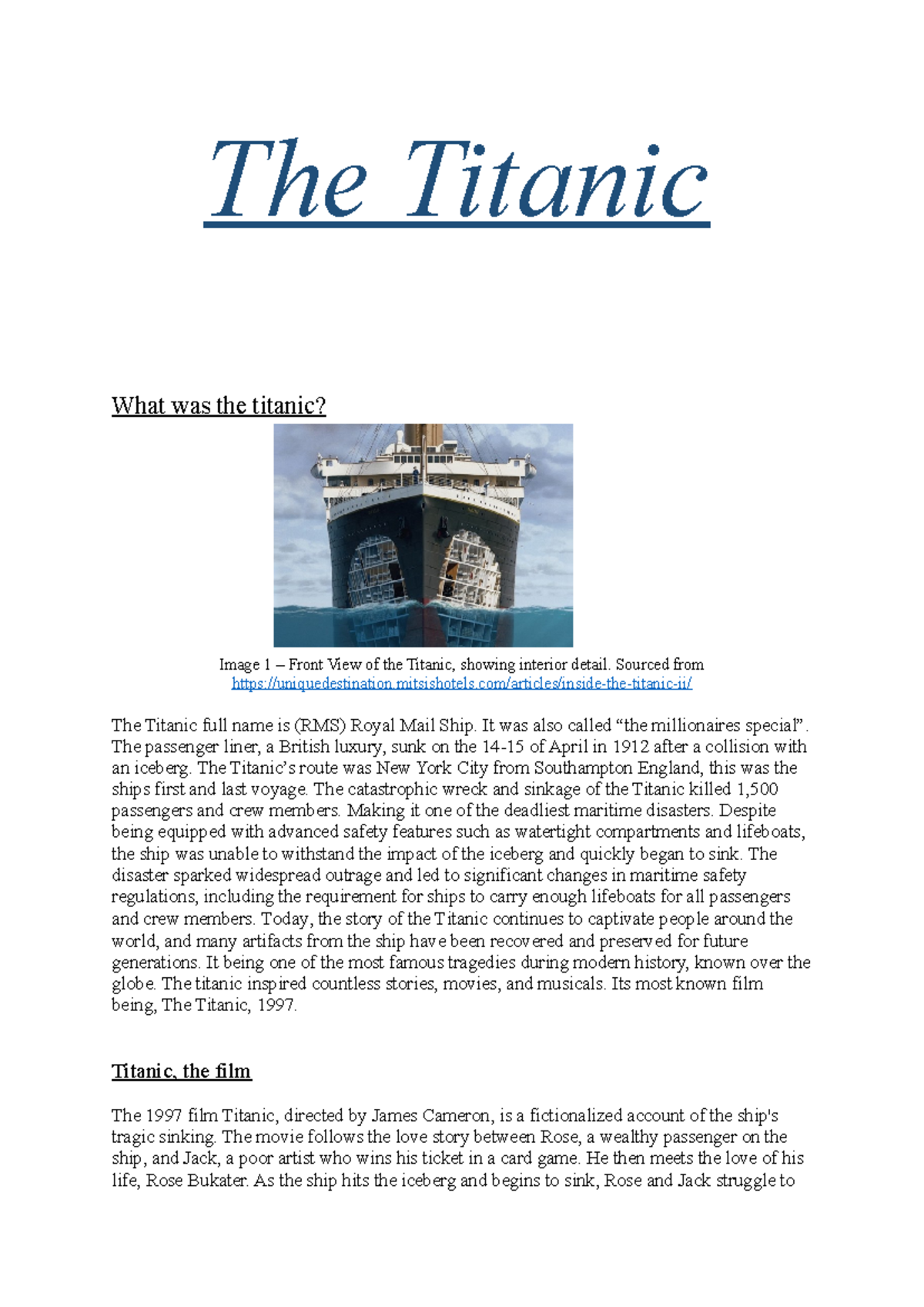 Titanicinfo - essay on the titanic - The Titanic What was the titanic ...