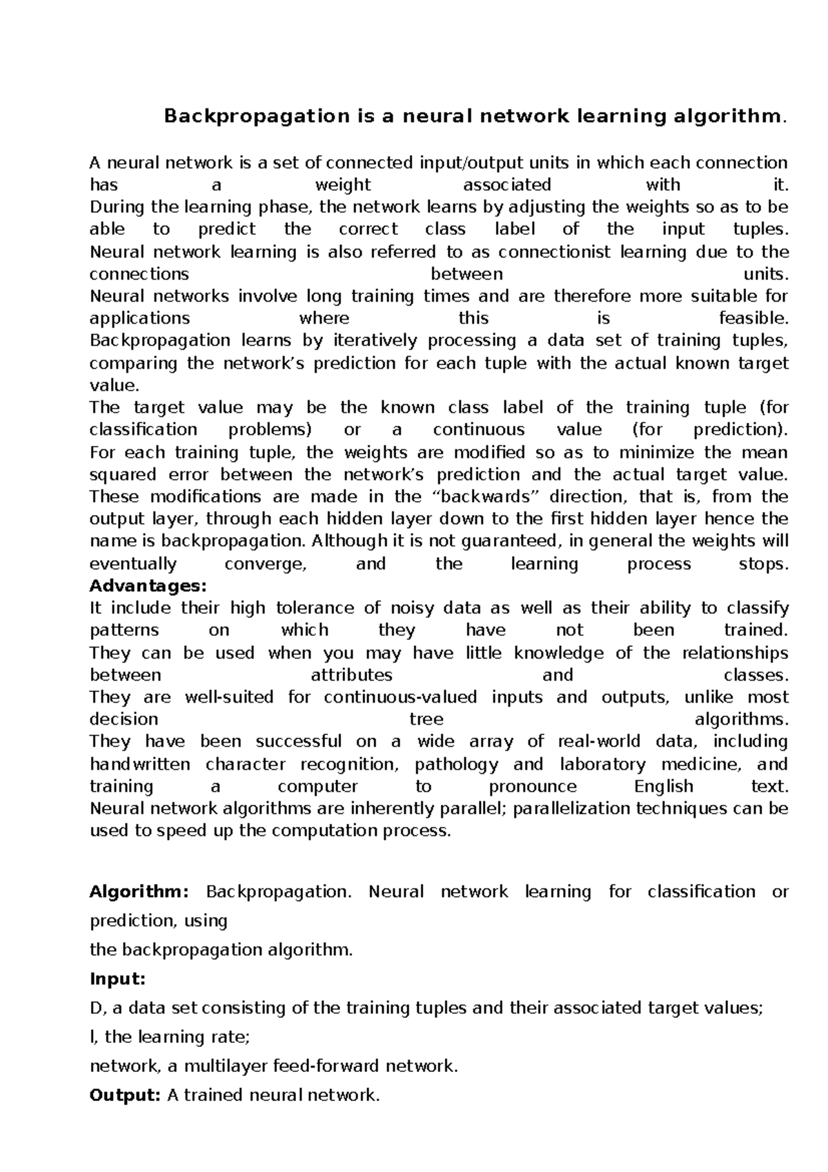 Backpropagation Is A Neural Network Learning Algorithm 5 A Neural