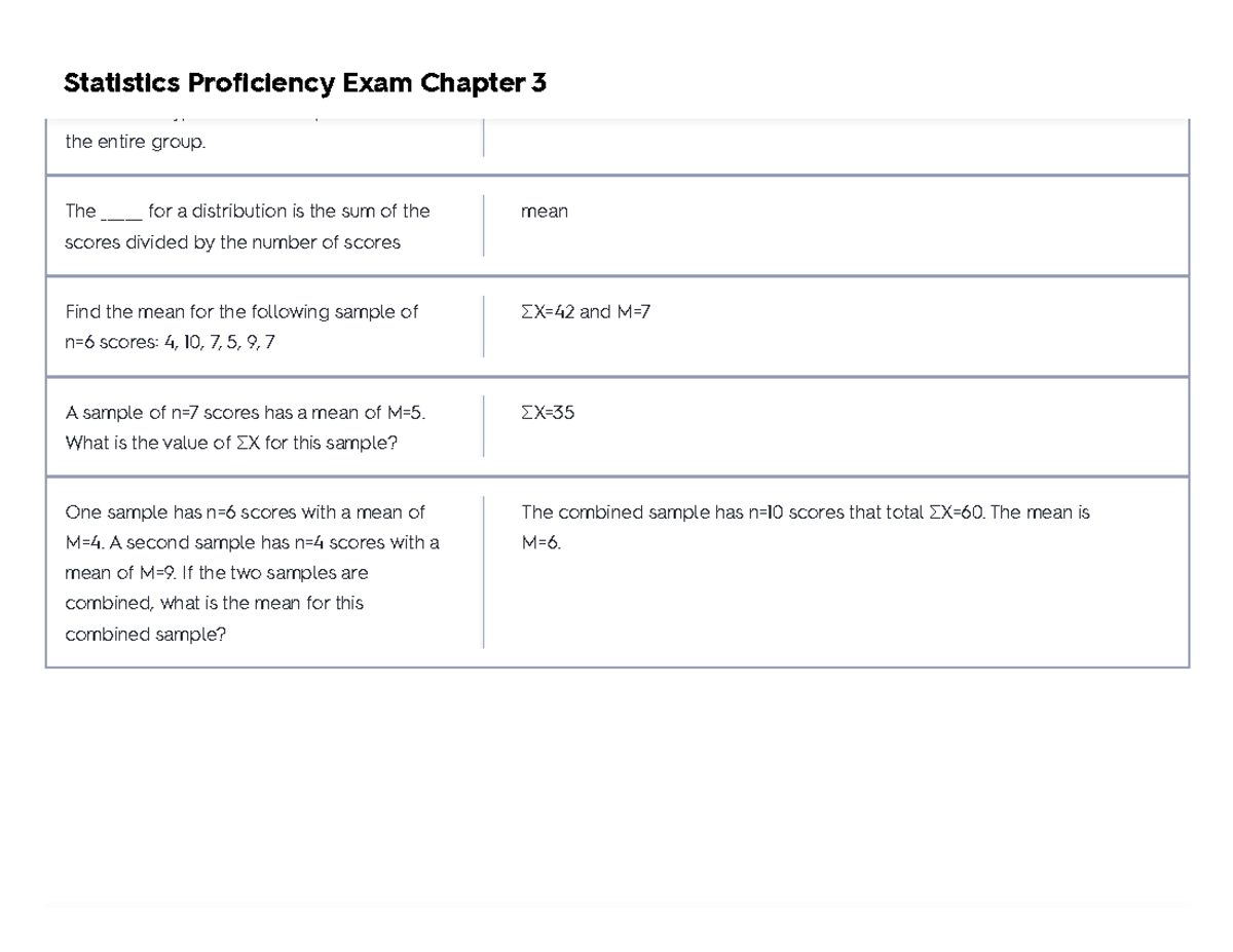 Statistics Proficiency Chapter 3 notes - The goal of _______ is to find ...