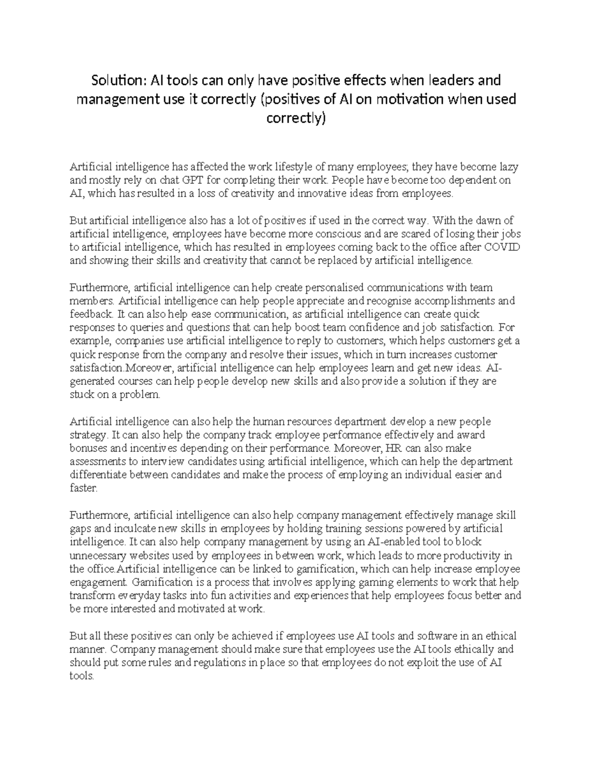 AI LIA - Artificial Intelligence - Solution: AI tools can only have ...