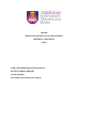 Leadership Assignment MGT420 - INTRODUCTION The process through which a ...