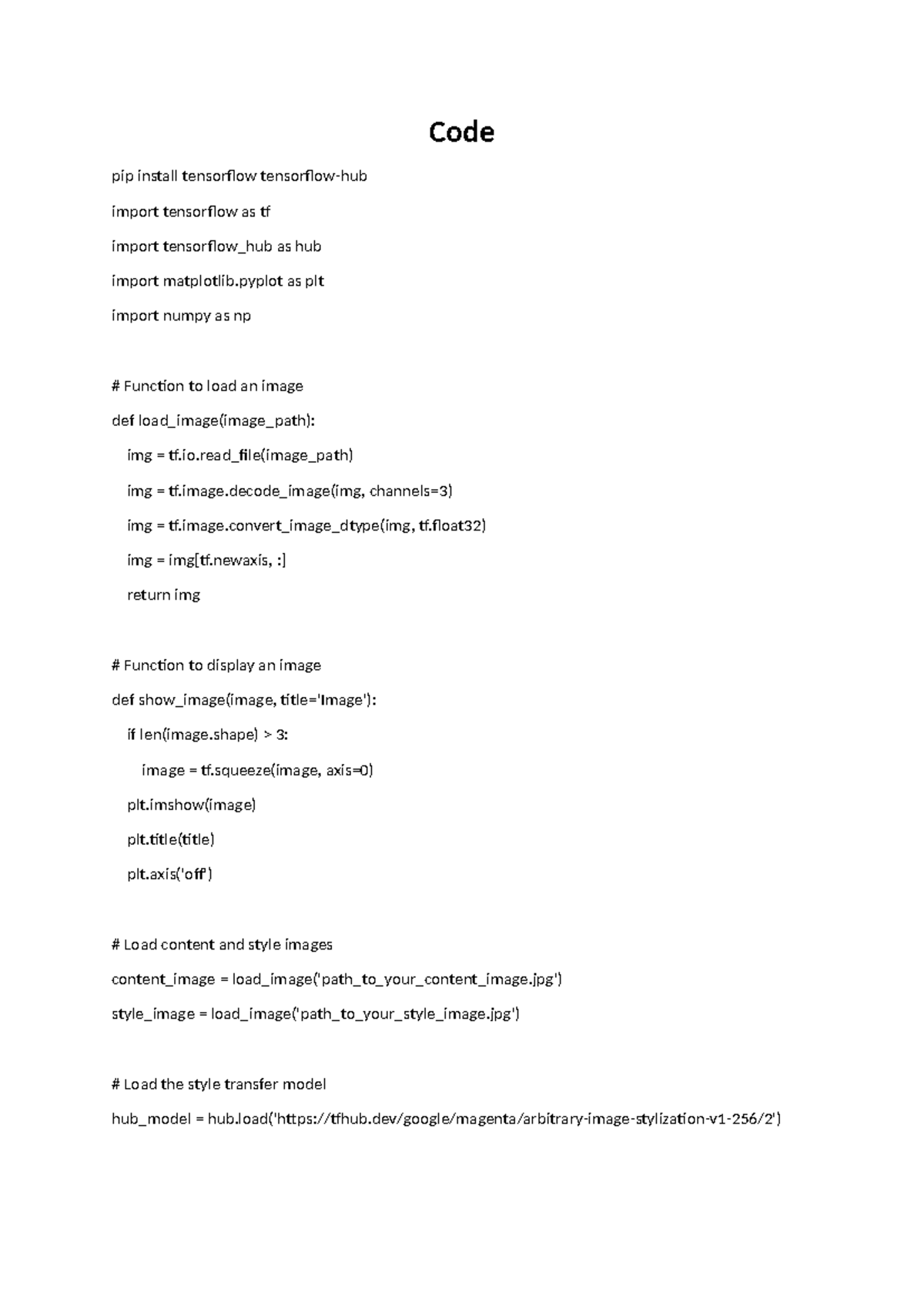 Practicle 6 - idk - Code pip install tensorflow tensorflow-hub import tensorflow as tf import ...