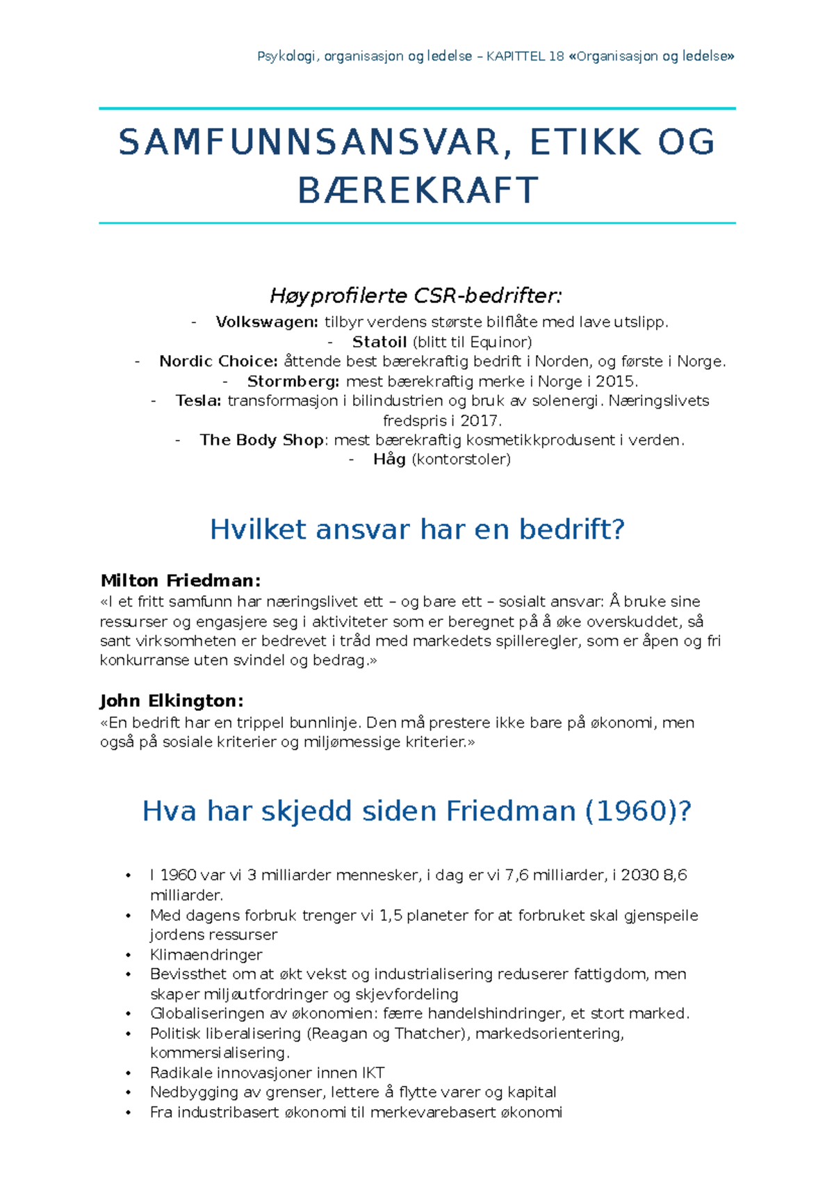 Kap 18 - Samfunnsansvar, etikk og bærekraft - SAMFUNNSANSVAR, ETIKK OG BÆREKRAFT Høyprofilerte ...