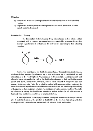 CHM457 - Experiment 2 - Experiment 2: Preparation of 4 ...
