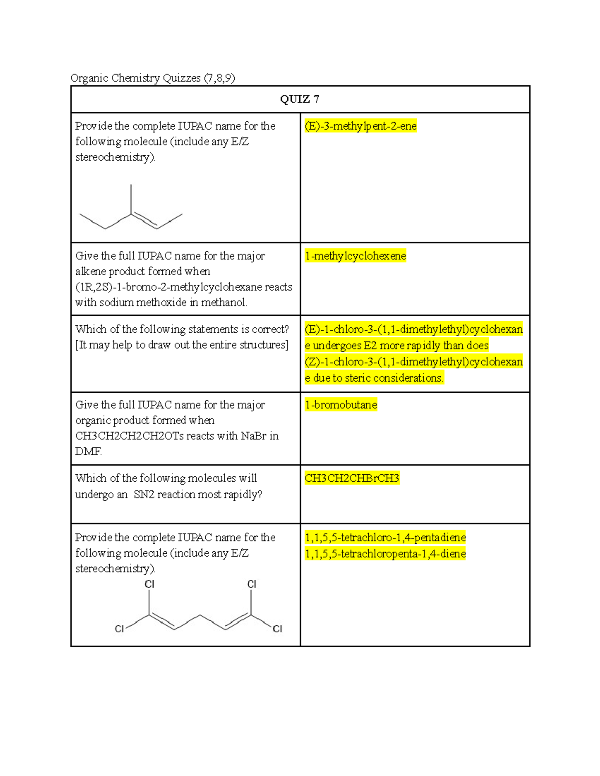 OChem Quiz 7 - Given as an online quiz. - Organic Chemistry Qui]]es (7 ...