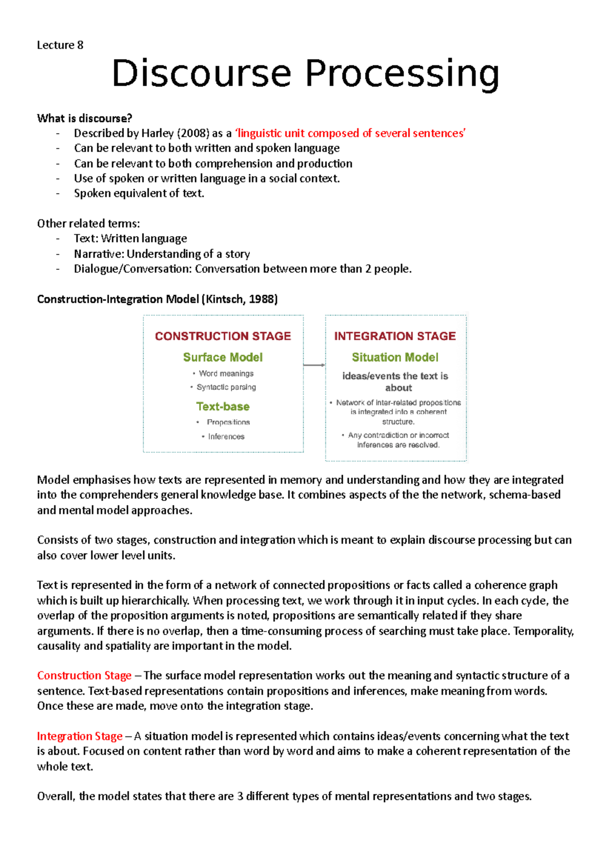 Lecture 8 - Discourse Processing - Lecture 8 Discourse Processing What ...