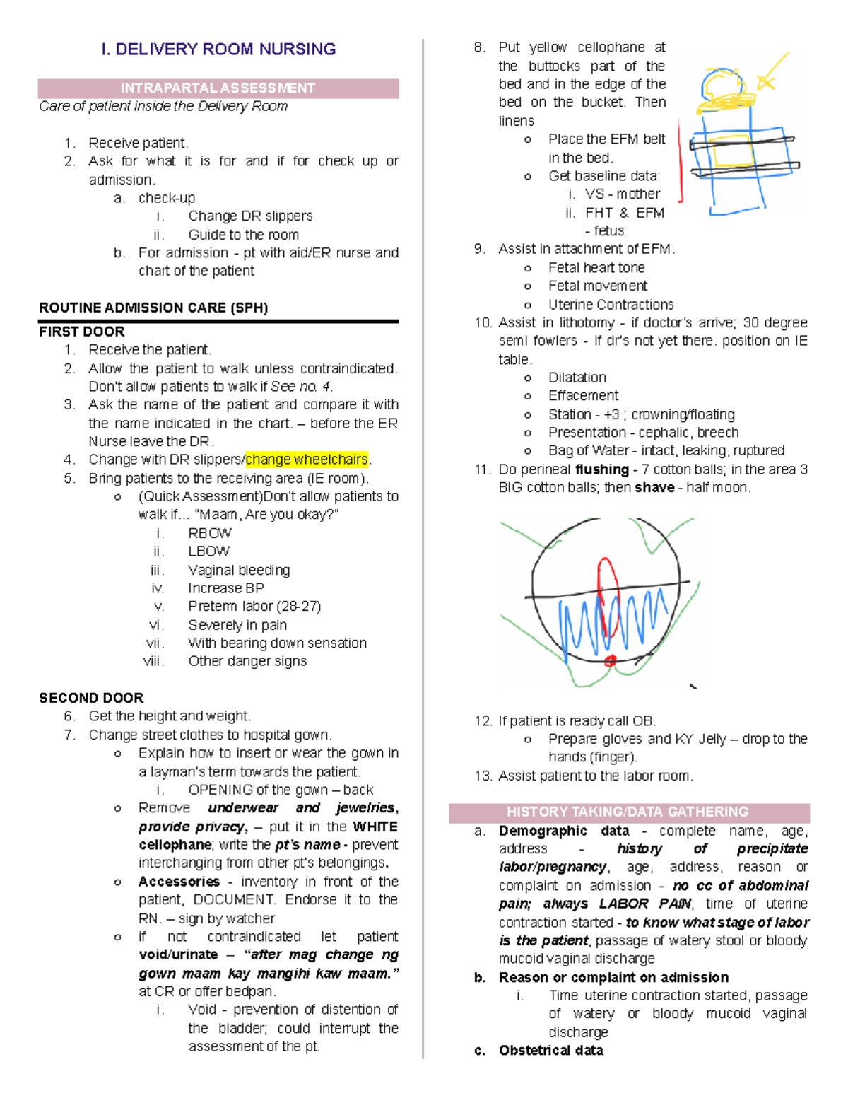 Advance RLE BSN4 - I. DELIVERY ROOM NURSING INTRAPARTAL ASSESSMENT Care ...