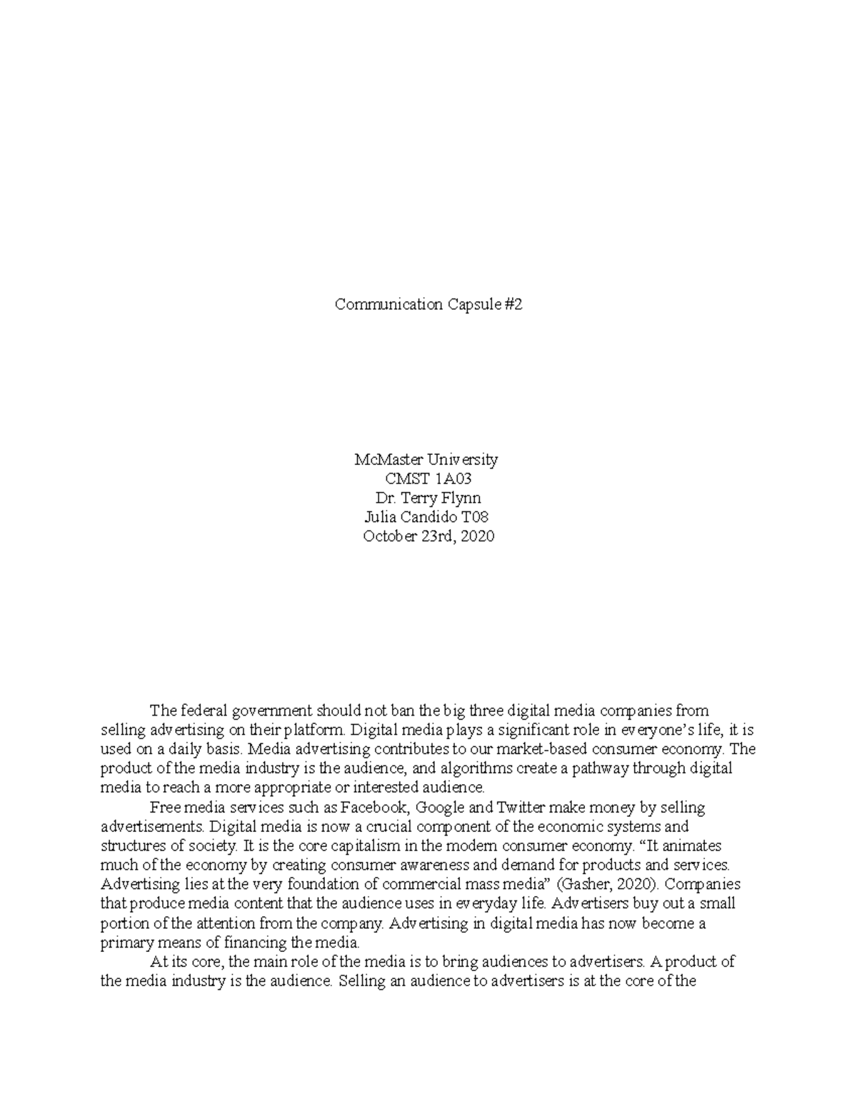 Communication Capsule #2 - Dr. Terry Flynn - Communication Capsule ...