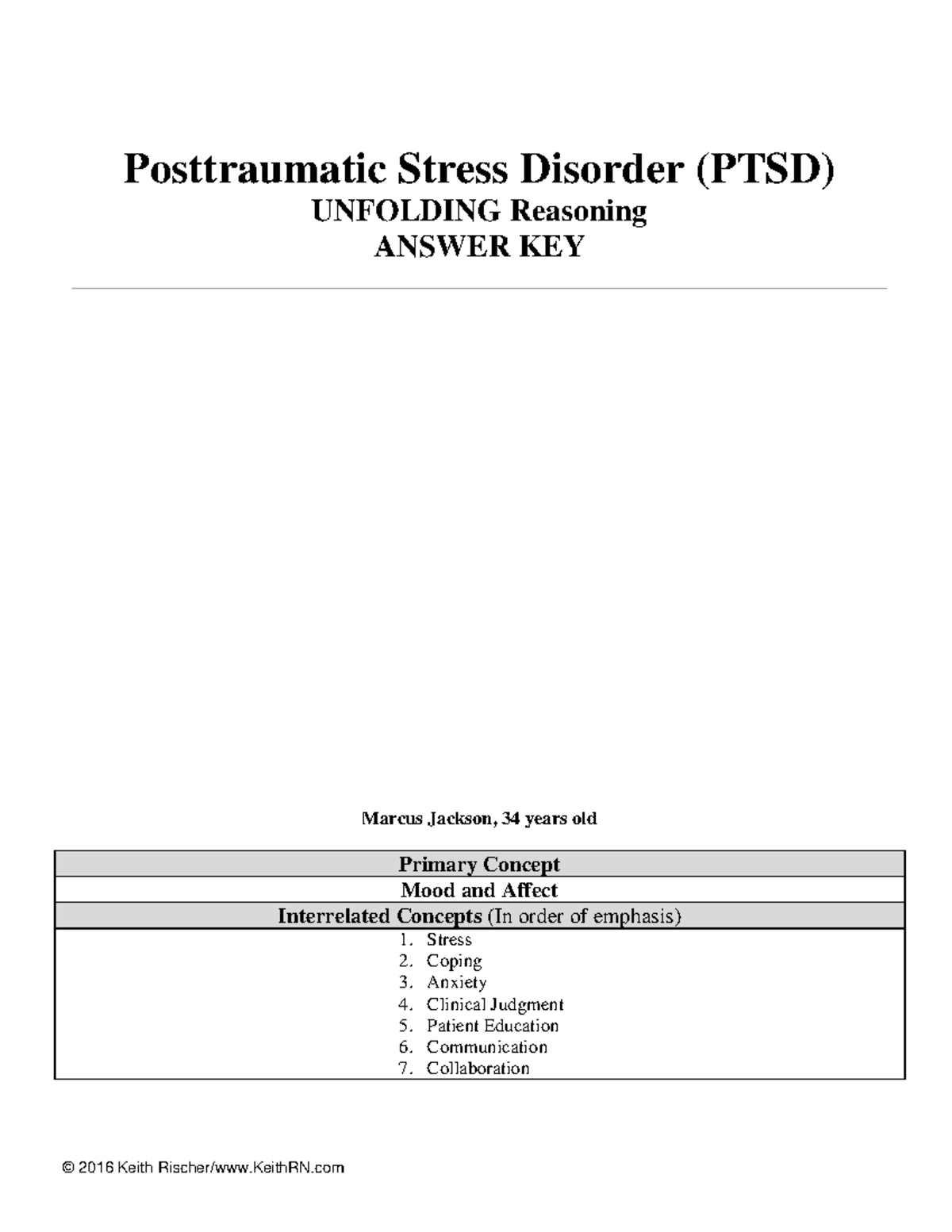 Answers PTSD Case Study - Posttraumatic Stress Disorder (PTSD ...