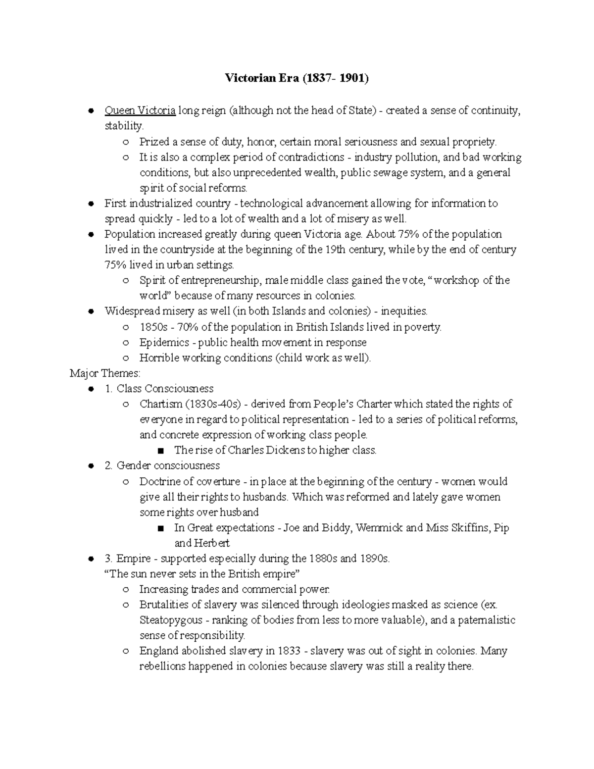 Great Expectations - Notes - Victorian Era (1837- 1901) Queen Victoria ...