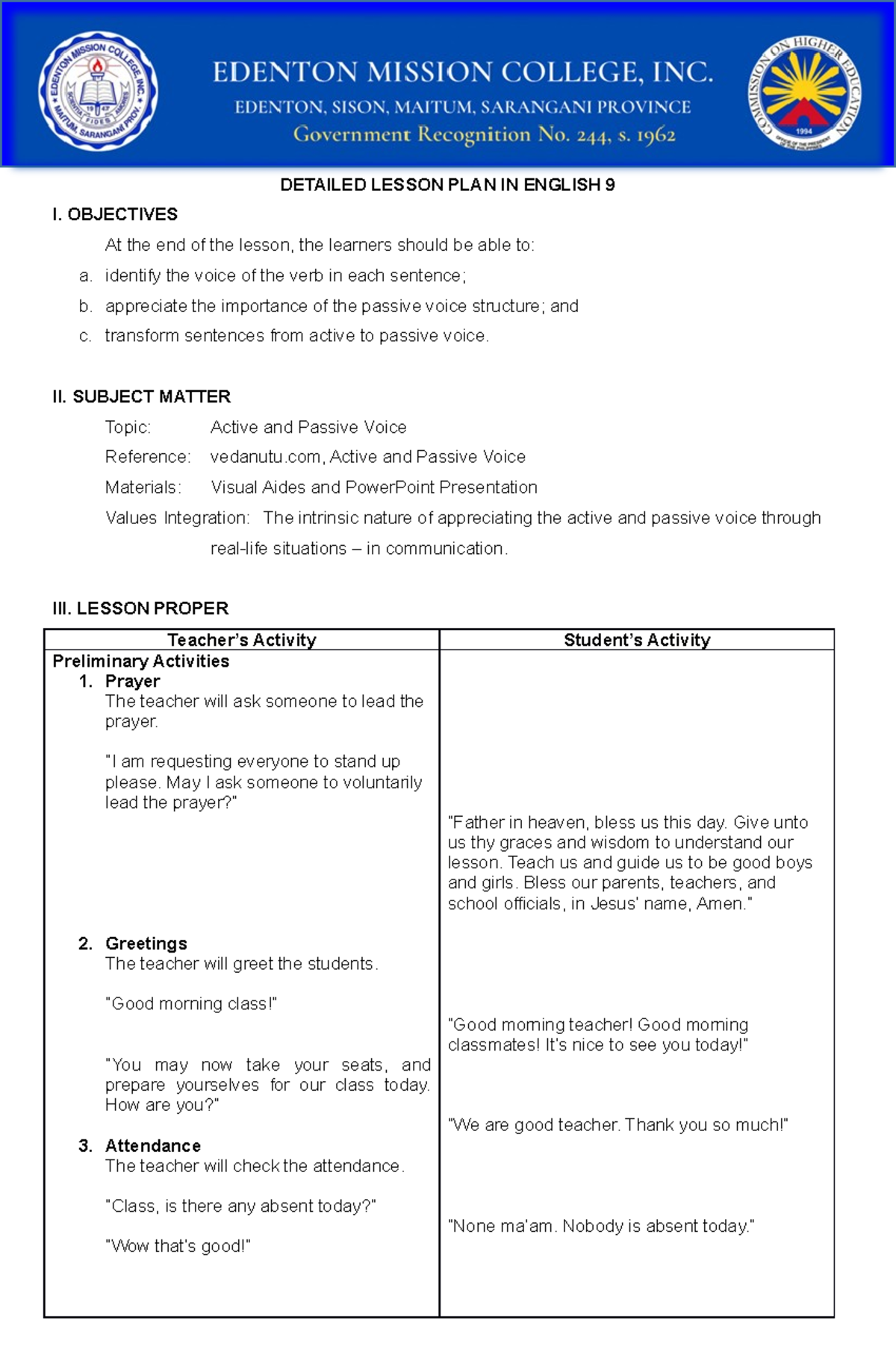 Detailed Lesson PLAN IN English 9 - DETAILED LESSON PLAN IN ENGLISH 9 I ...