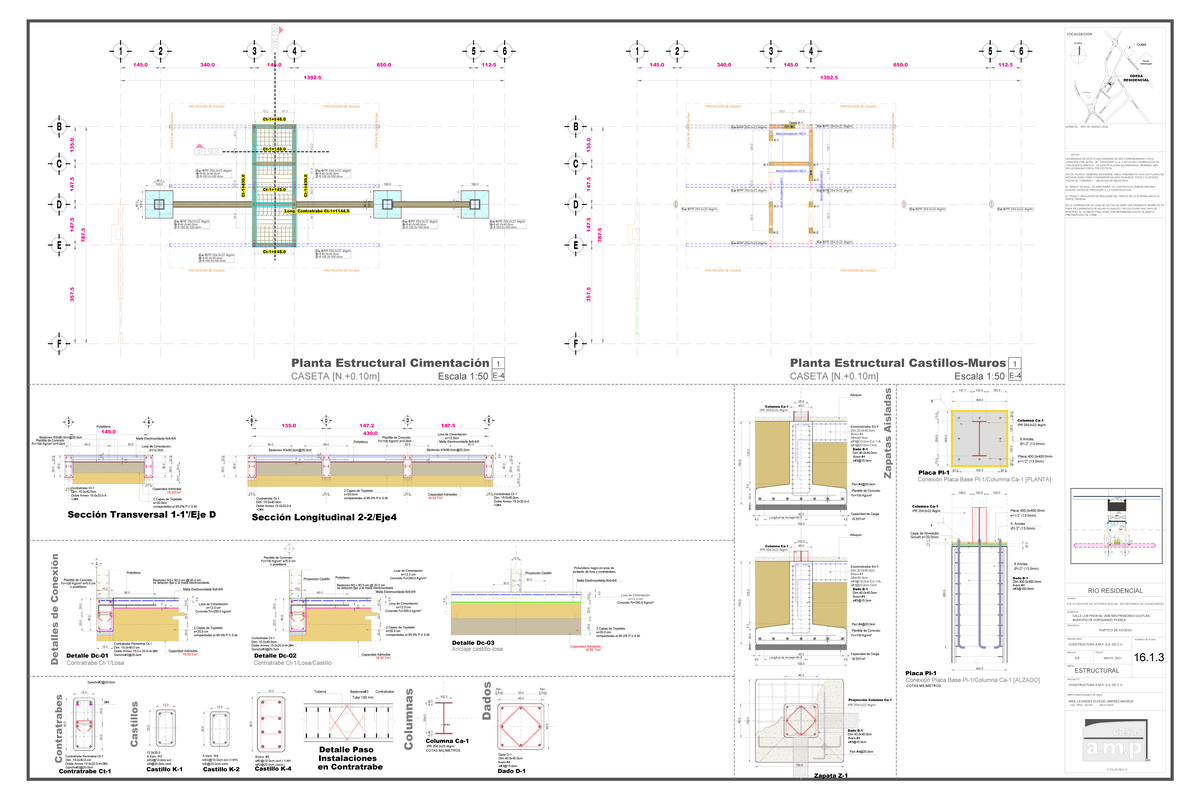 1 - Plano estructural. - F-TE-05 REV. MR NOTAS: ESTOS PLANOS DEBERÁN ...