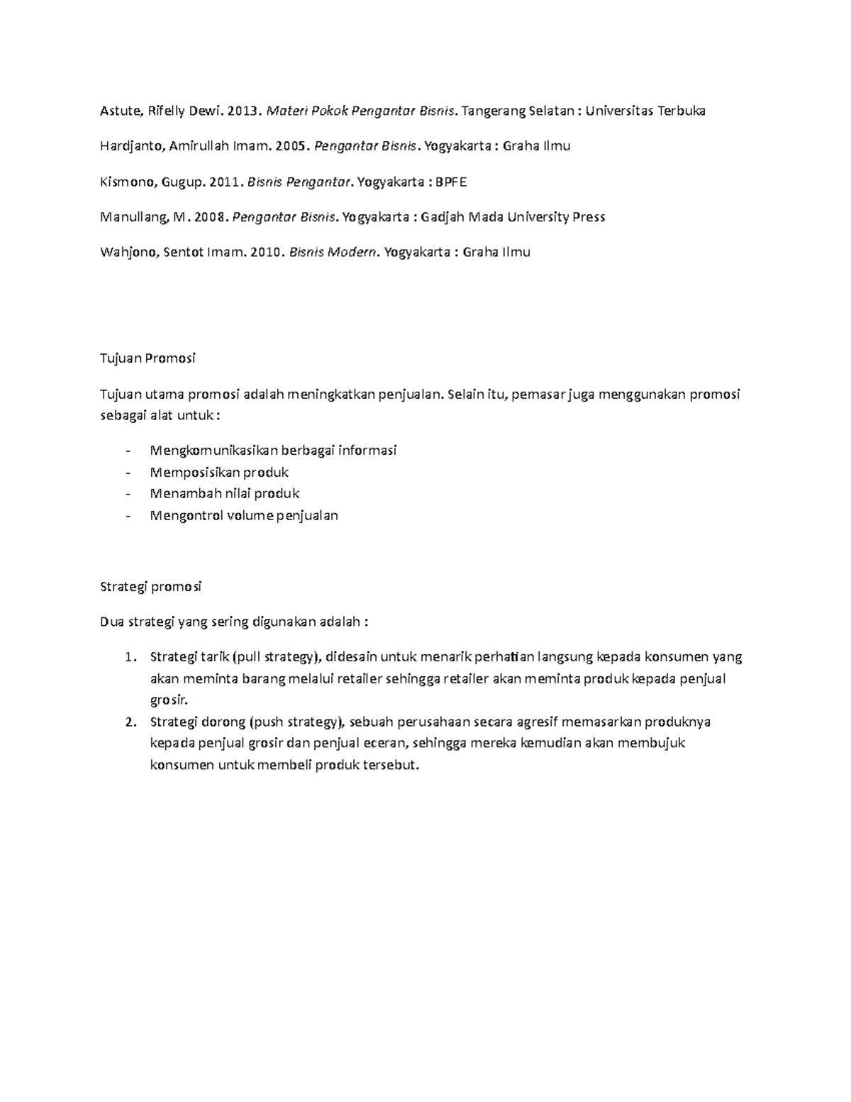 Materi marketing - Astute, Rifelly Dewi. 2013. Materi Pokok Pengantar ...