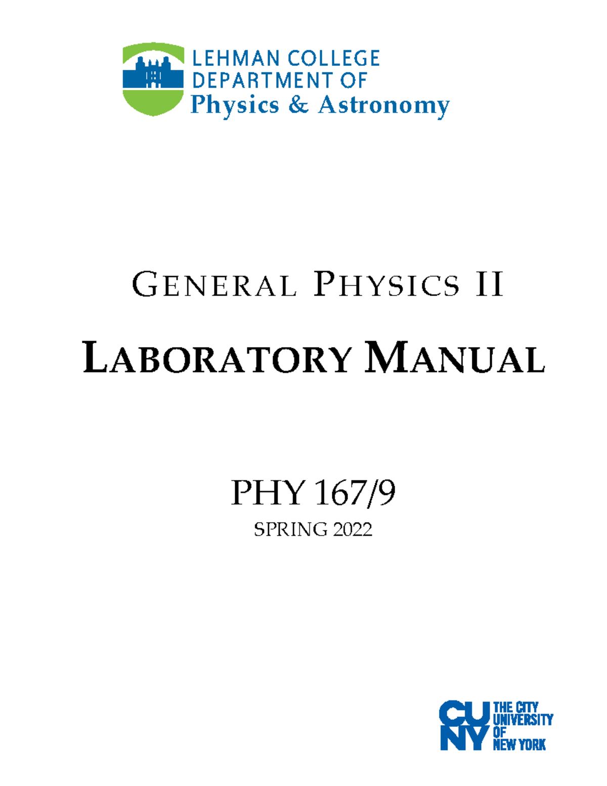 PHY167-lab manual - Analysis of Nucleic Acid - LEHMAN COLLEGE ...