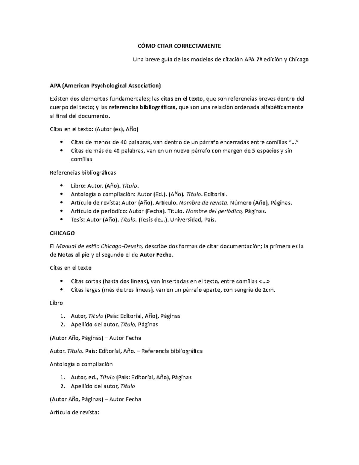CÓMO Citar Correctamente - CÓMO CITAR CORRECTAMENTE Una breve guía de ...