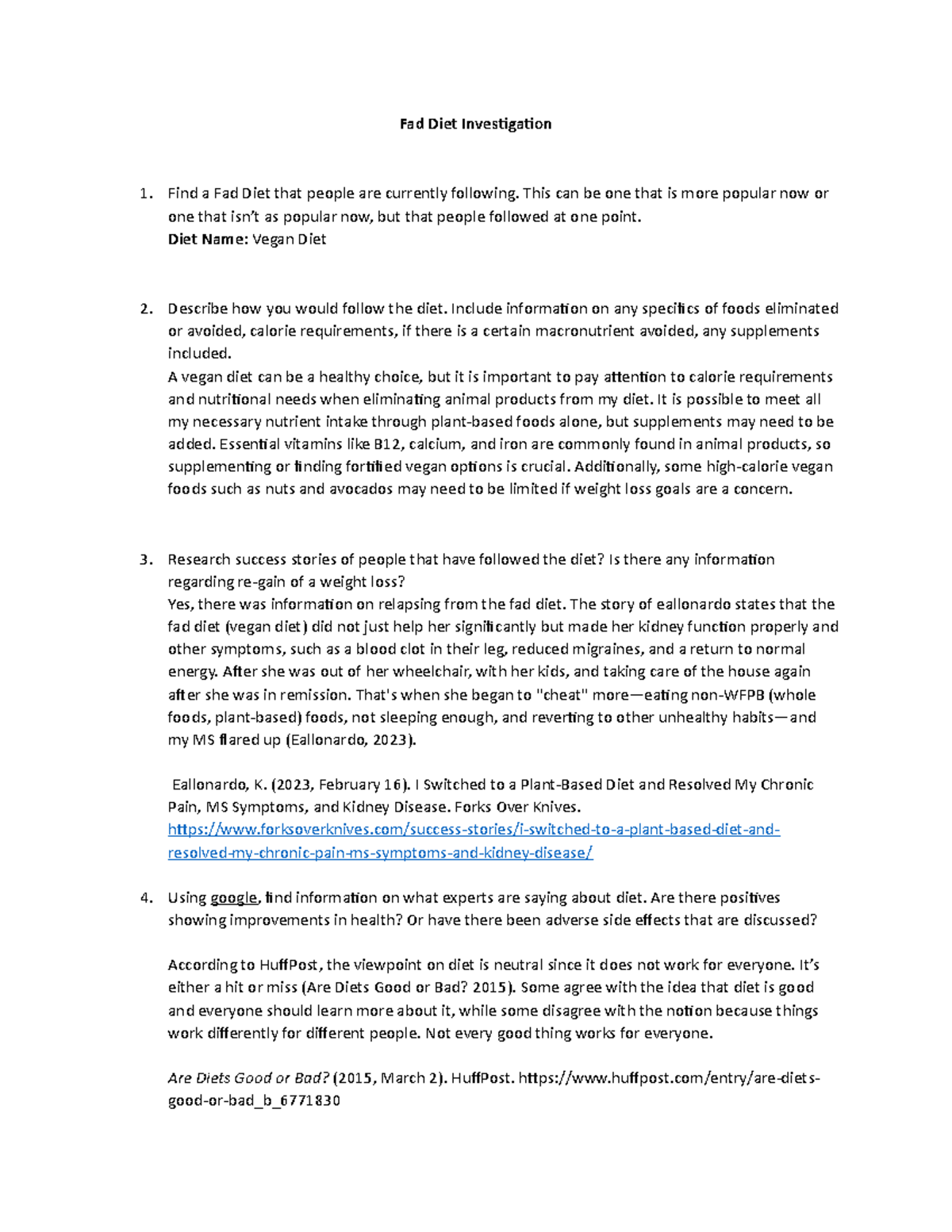 Fad Diet Activity - I got an A - Fad Diet Investigation Find a Fad Diet ...