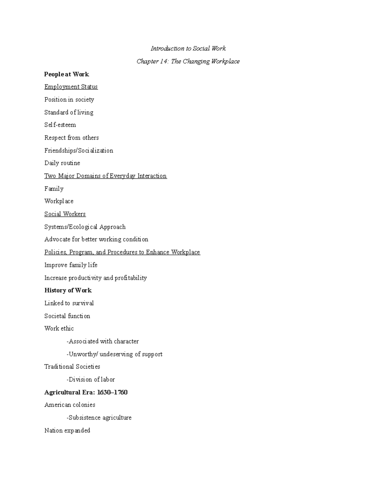 Introduction to Social Work Chapter 14 Notes - Introduction to Social ...