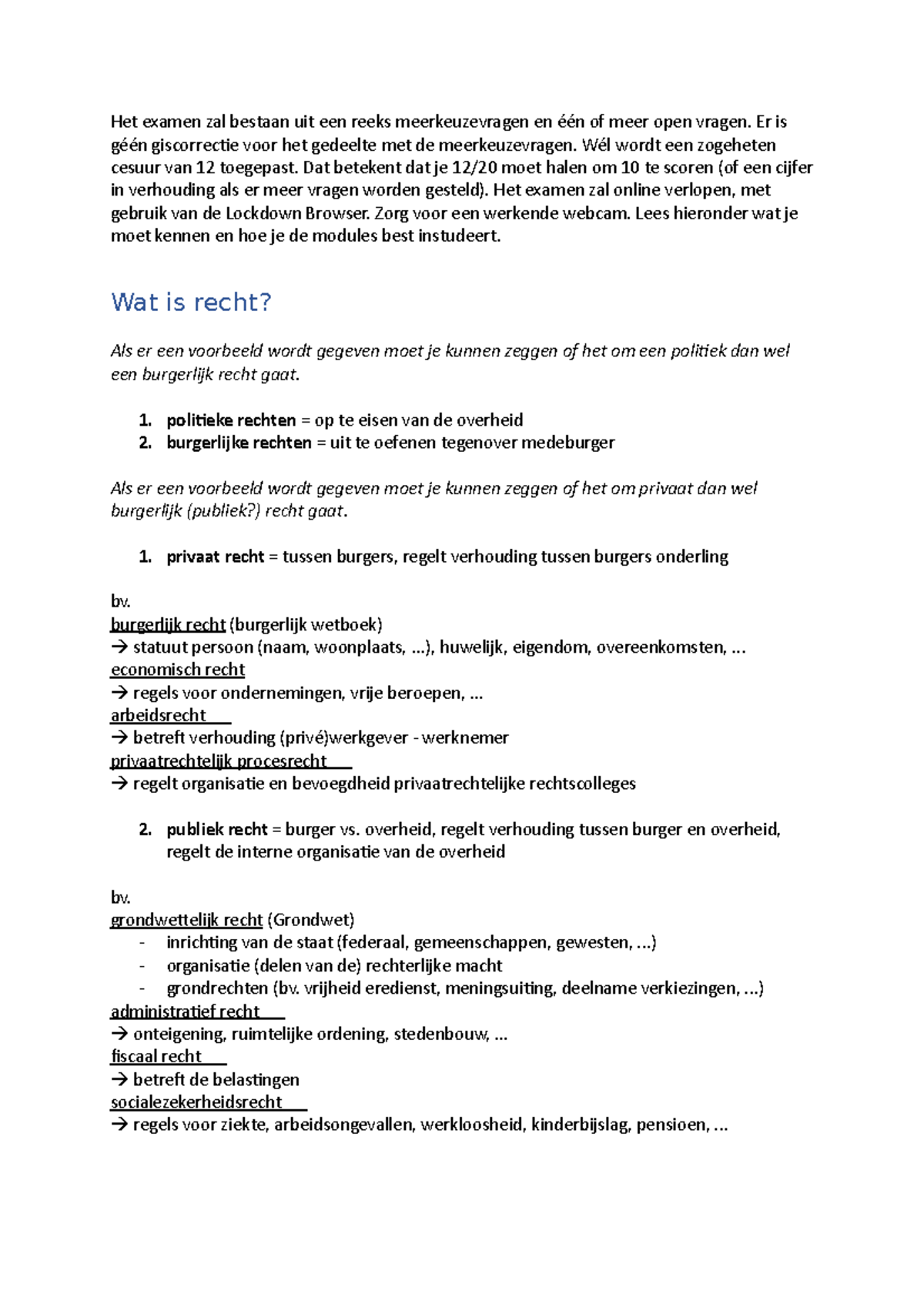 Examen-te-leren - Samenvatting op basis van de lijst van te kennen leerstof. - Het examen zal ...