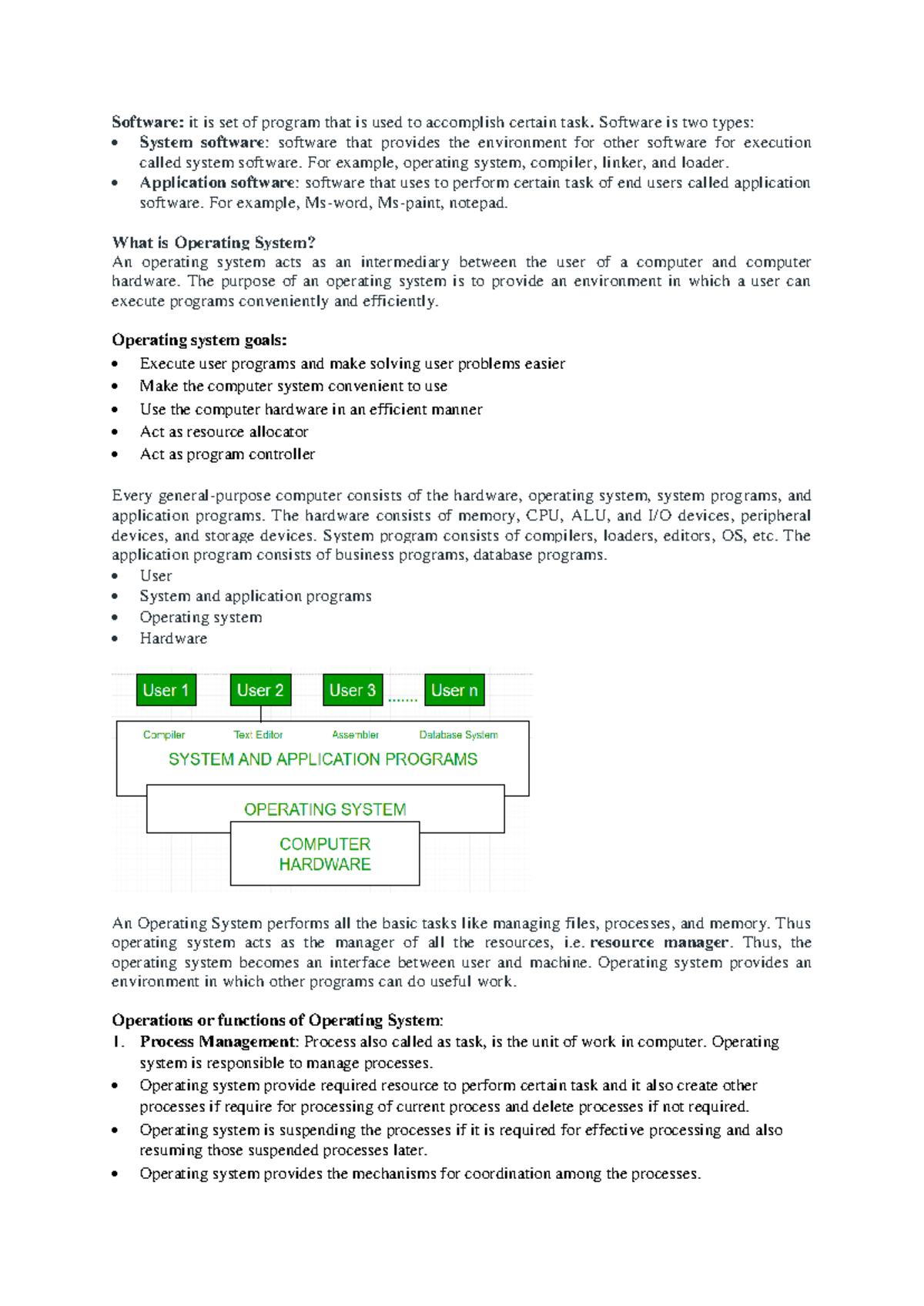 Unit 1-Operating System and function an types AKTU - Software: it is ...
