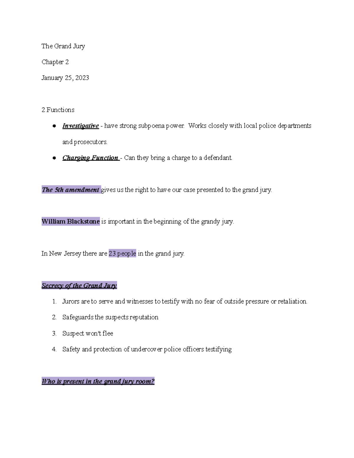 The Grand Jury - The Grand Jury Chapter 2 January 25, 2023 2 Functions ...