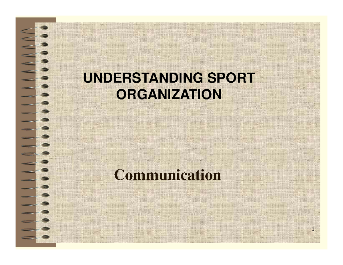 W13-Communication in Sports / sport organization - Communication ...