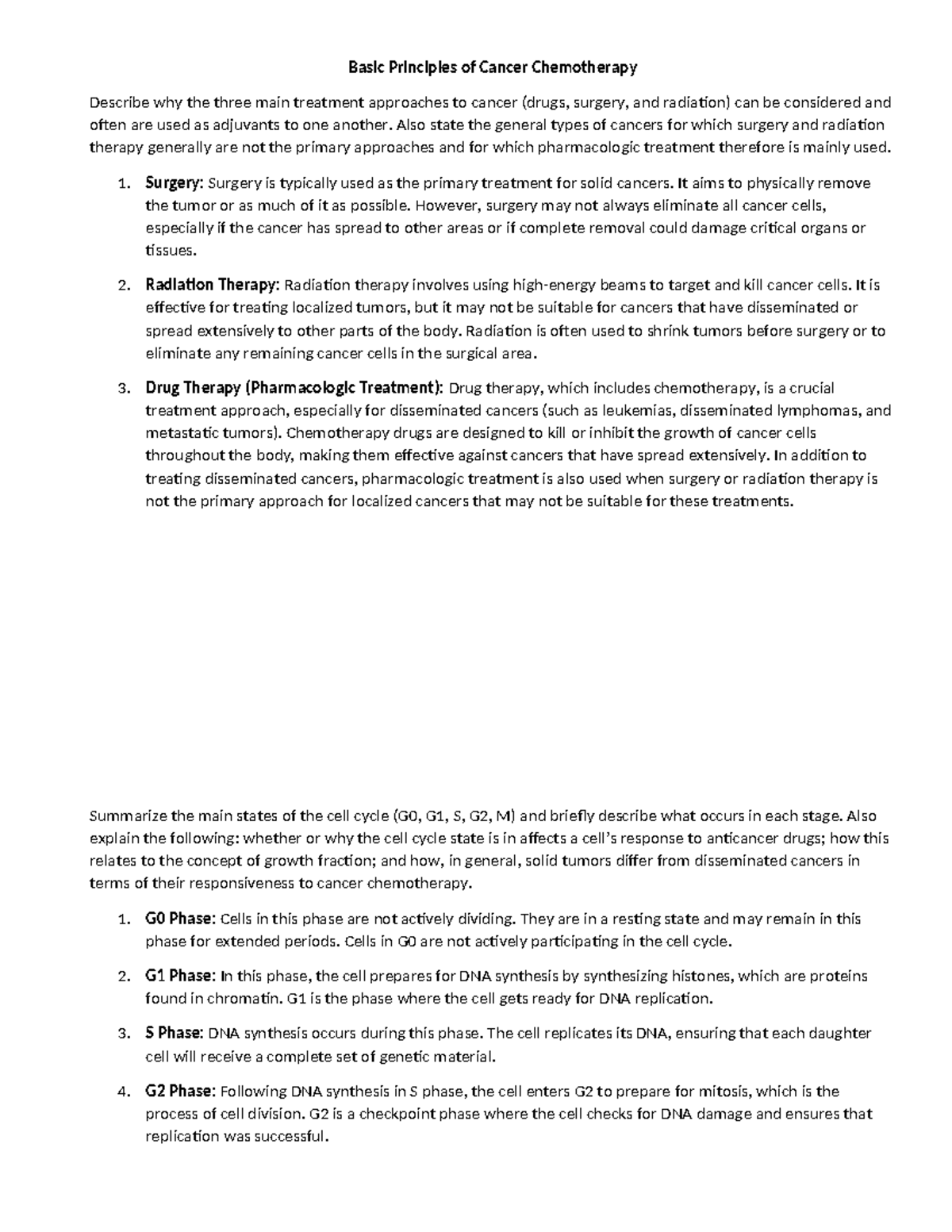 02 Pharm Study Guide Cancer Chemotherapy Principles - Basic Principles ...