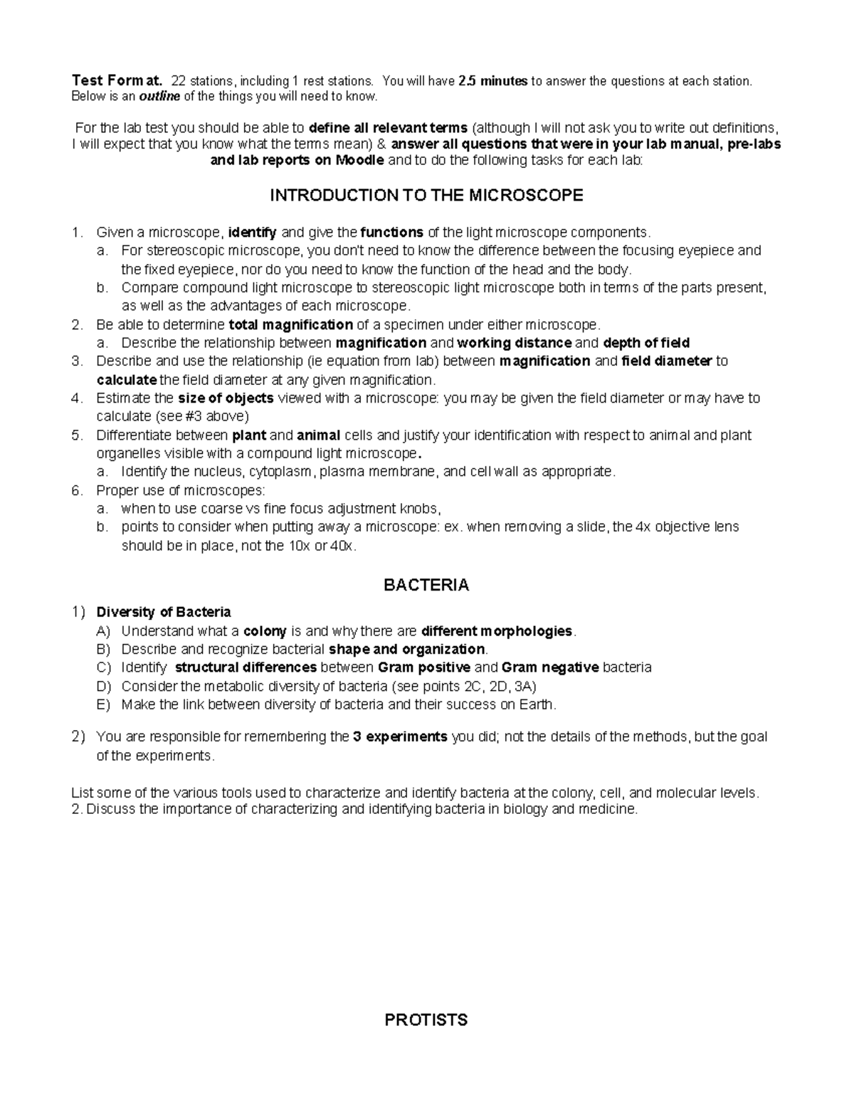 Study Guide Lab Test - lab test - Test Format. 22 stations, including 1 ...