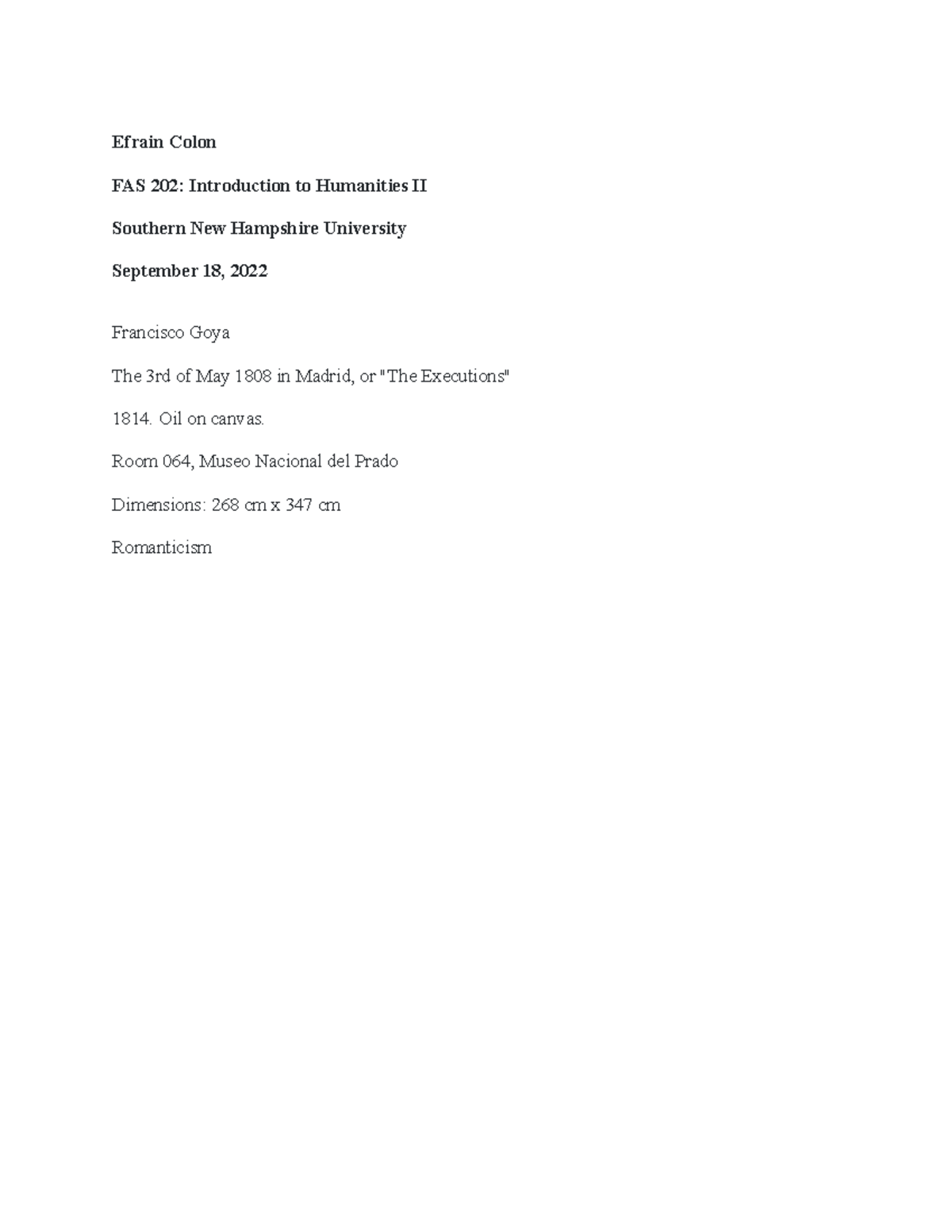 Milestone two - Efrain Colon FAS 202: Introduction to Humanities II ...