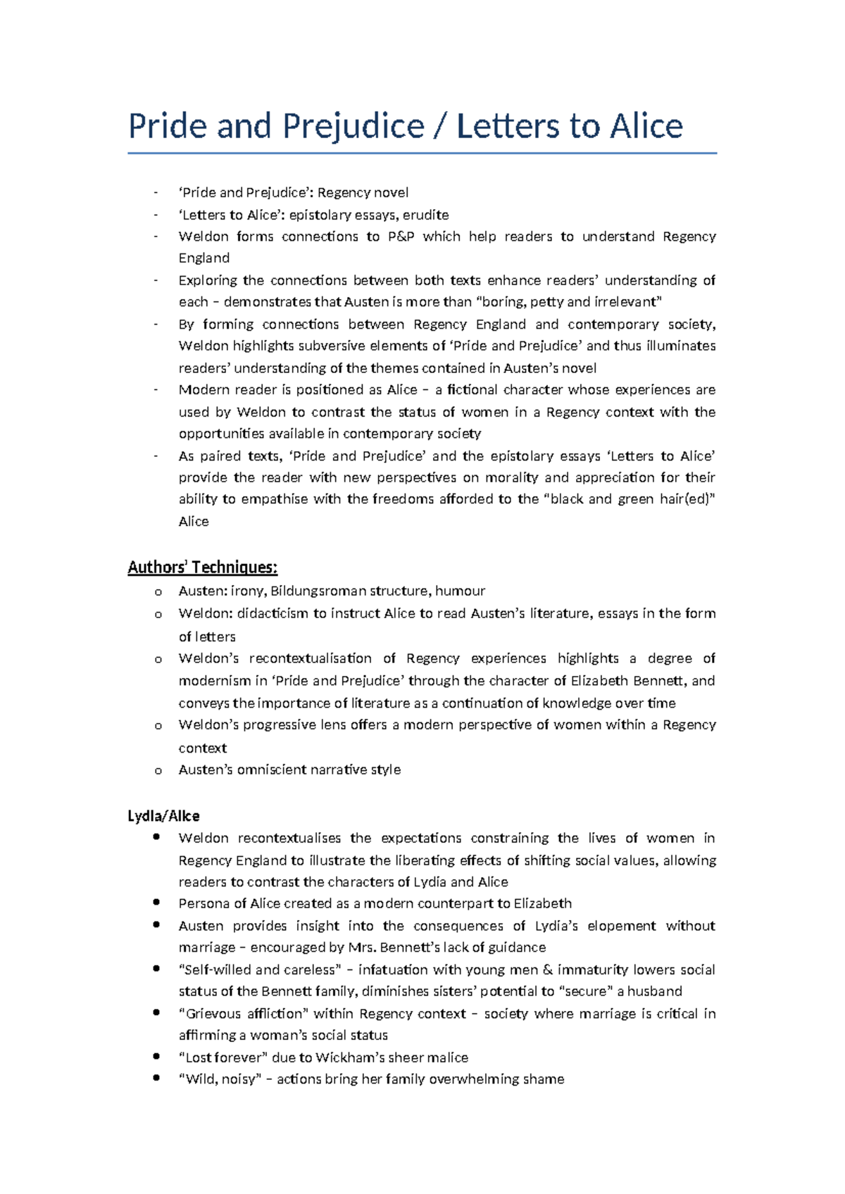 Pride and Prejudice Analysis - Pride and Prejudice / Letters to Alice ...