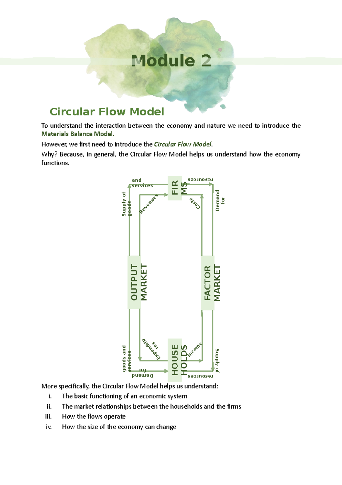 Module 2 - MATERIALS BALANCED MODEL AND CIRCULAR MODEL - Module 2 ...