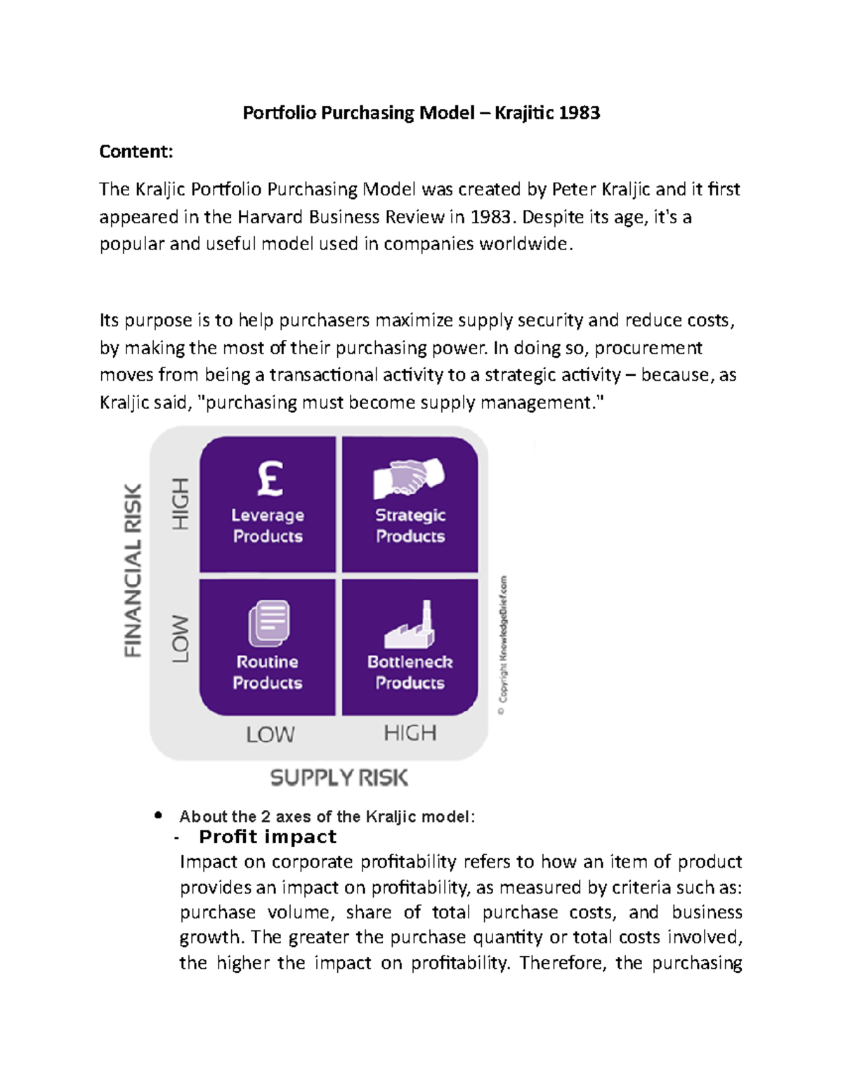 Portfolio Purchasing Model - Despite its age, it's a popular and useful ...