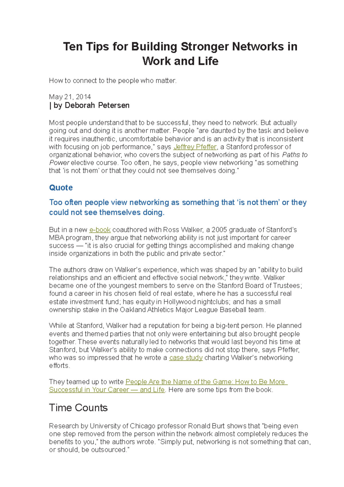 Ten Tips for Building Stronger Networks in Work and Life - May 21, 2014 ...