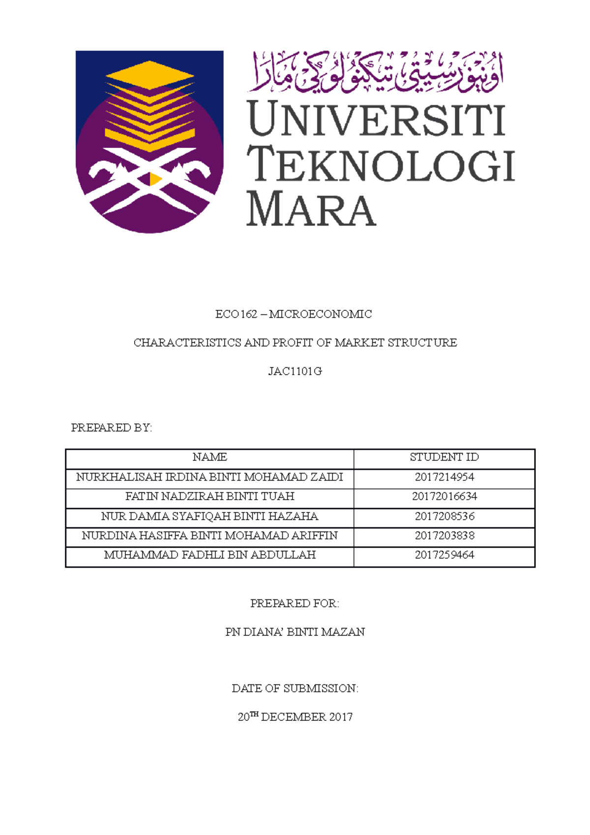 Assignment Eco Assigment Eco Eco162 Microeconomic Characteristics