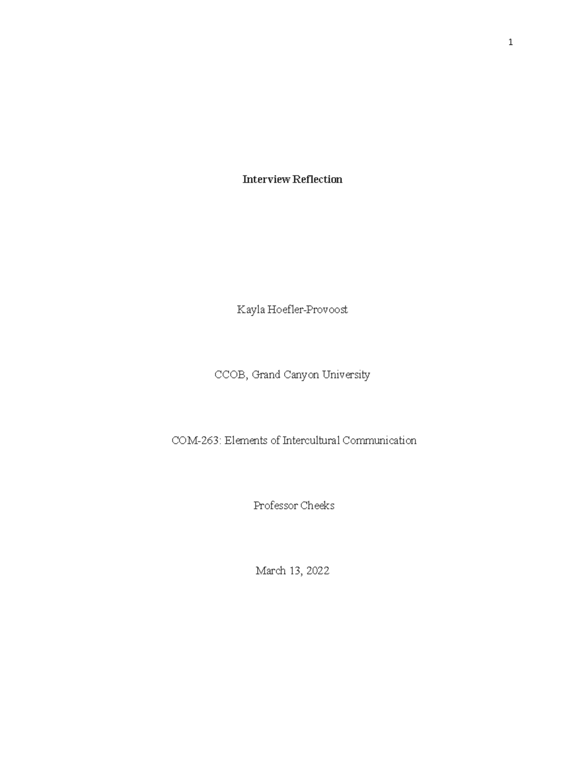 Interview Reflection - Grade: A - COM 333 - GCU - Studocu