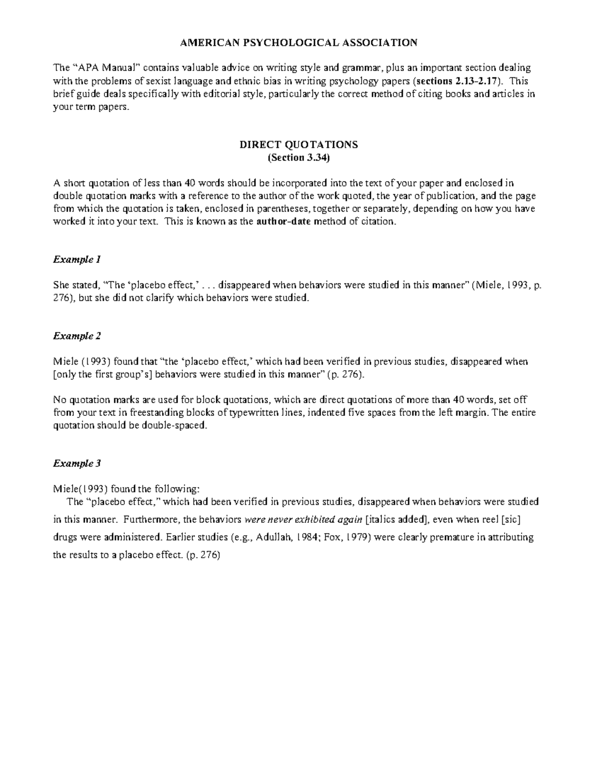 APA Simple Guide - AMERICAN PSYCHOLOGICAL ASSOCIATION The “APA Manual ...