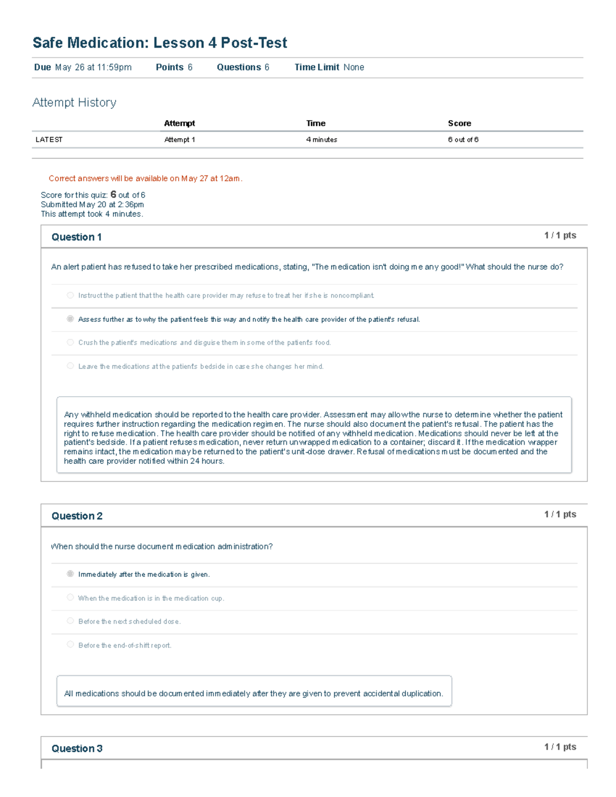 Safe Medication Lesson 4 Post-Test - Safe Medication: Lesson 4 Post ...