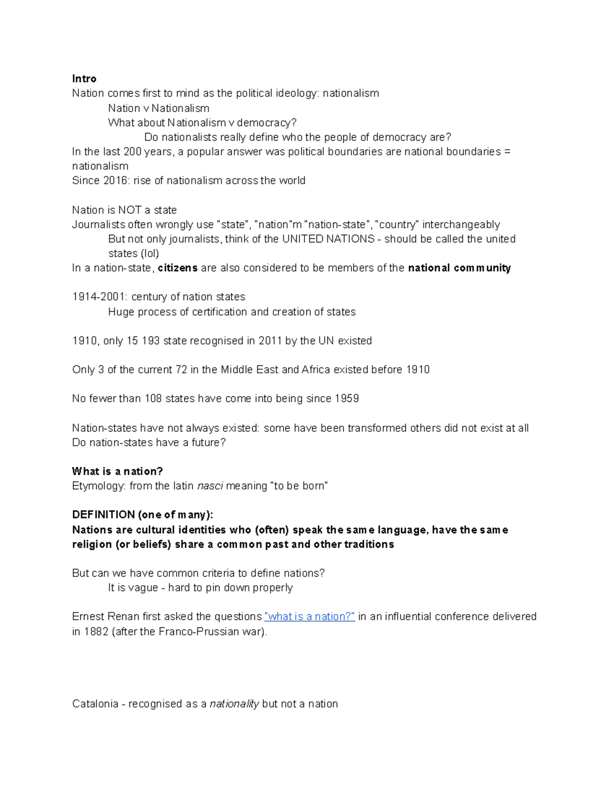 Lecture 3 The nation and the state - Intro Nation comes first to mind ...