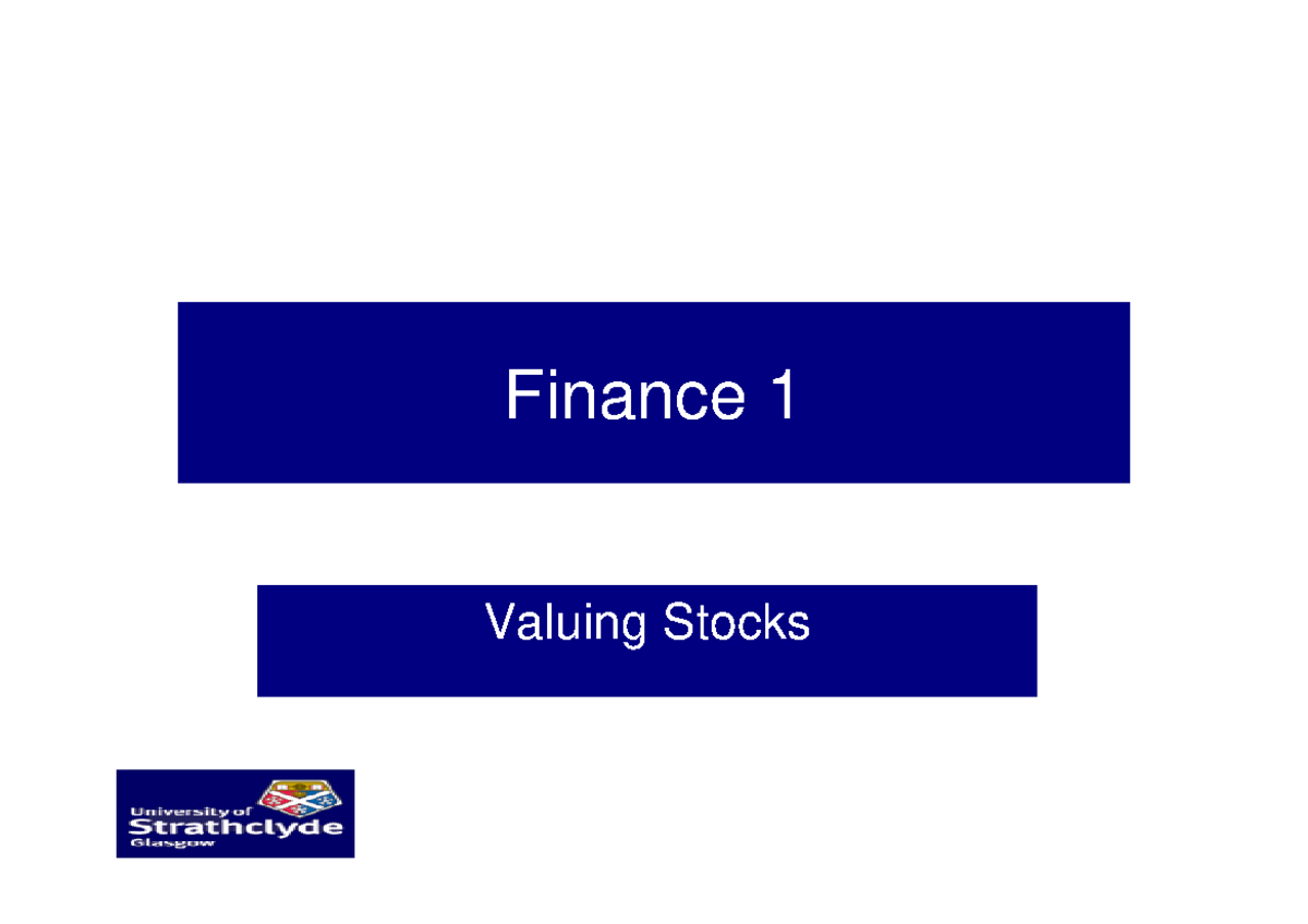 Valuing Stocks and Stock Market - Studocu