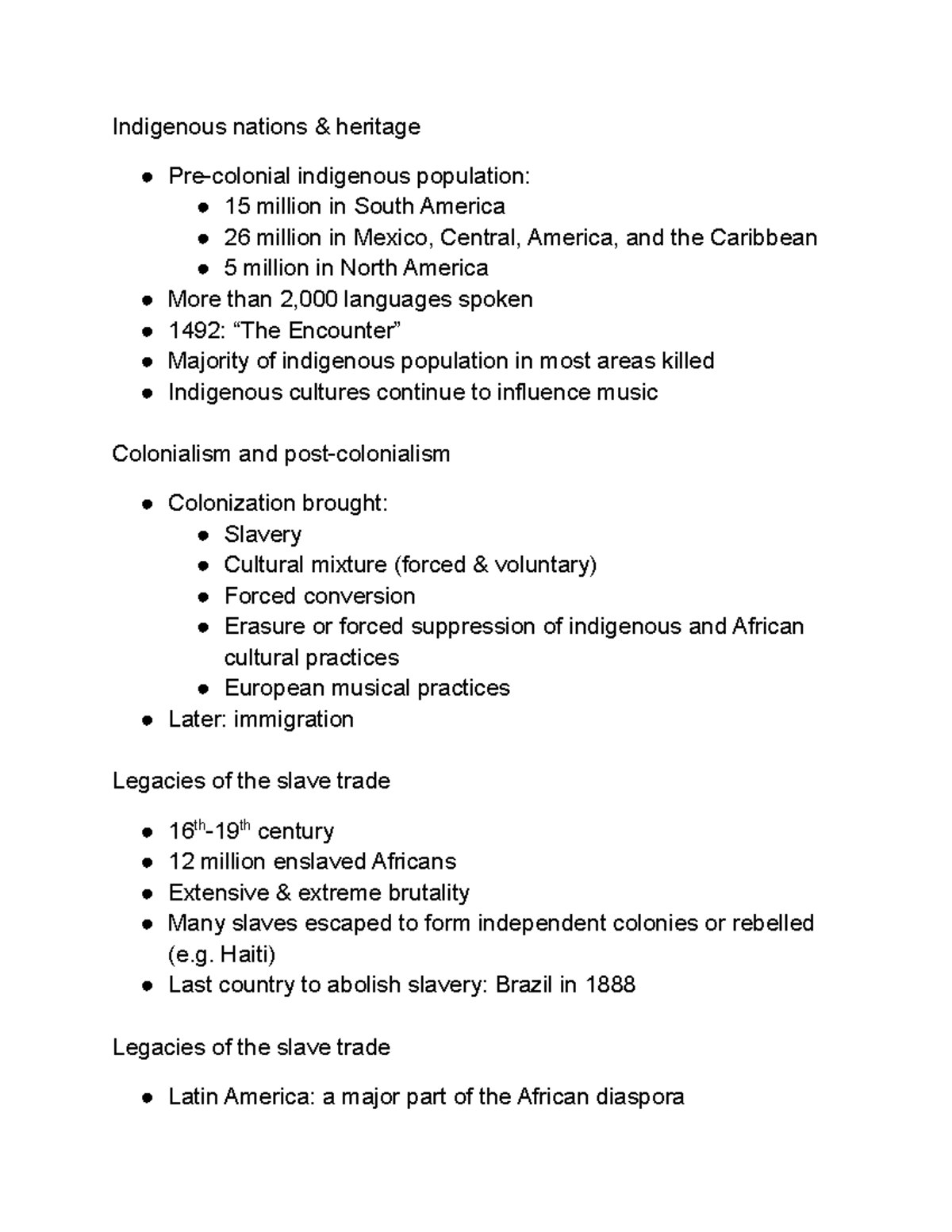 MUS 127 Latin America pt 2 - Indigenous nations & heritage Pre-colonial ...