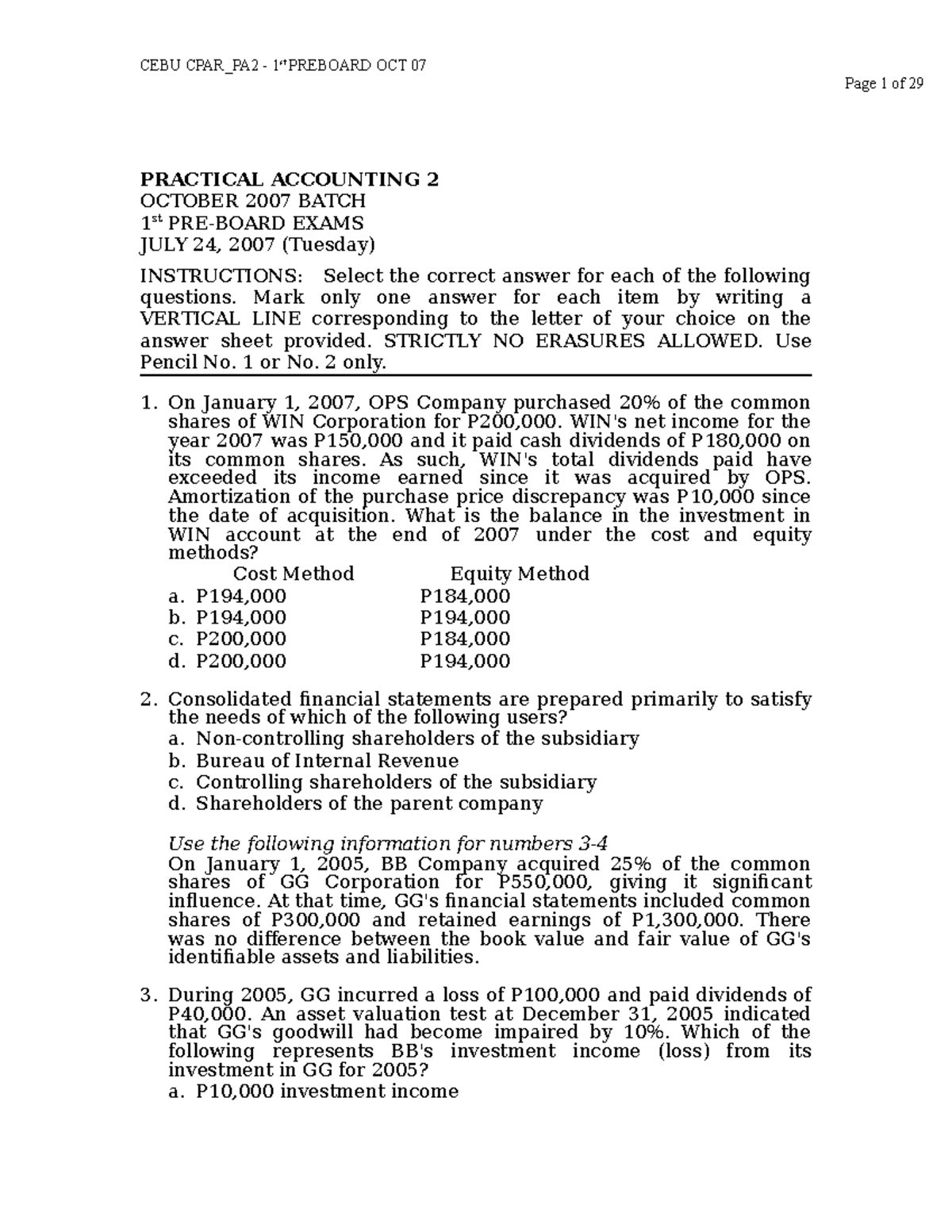 Practical Accounting 2 - Page 1 of 29 PRACTICAL ACCOUNTING 2 OCTOBER ...