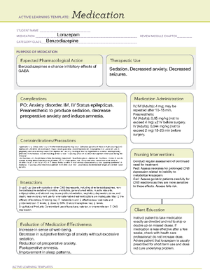 Alprazolam med template - ACTIVE LEARNING TEMPLATES Medication STUDENT ...