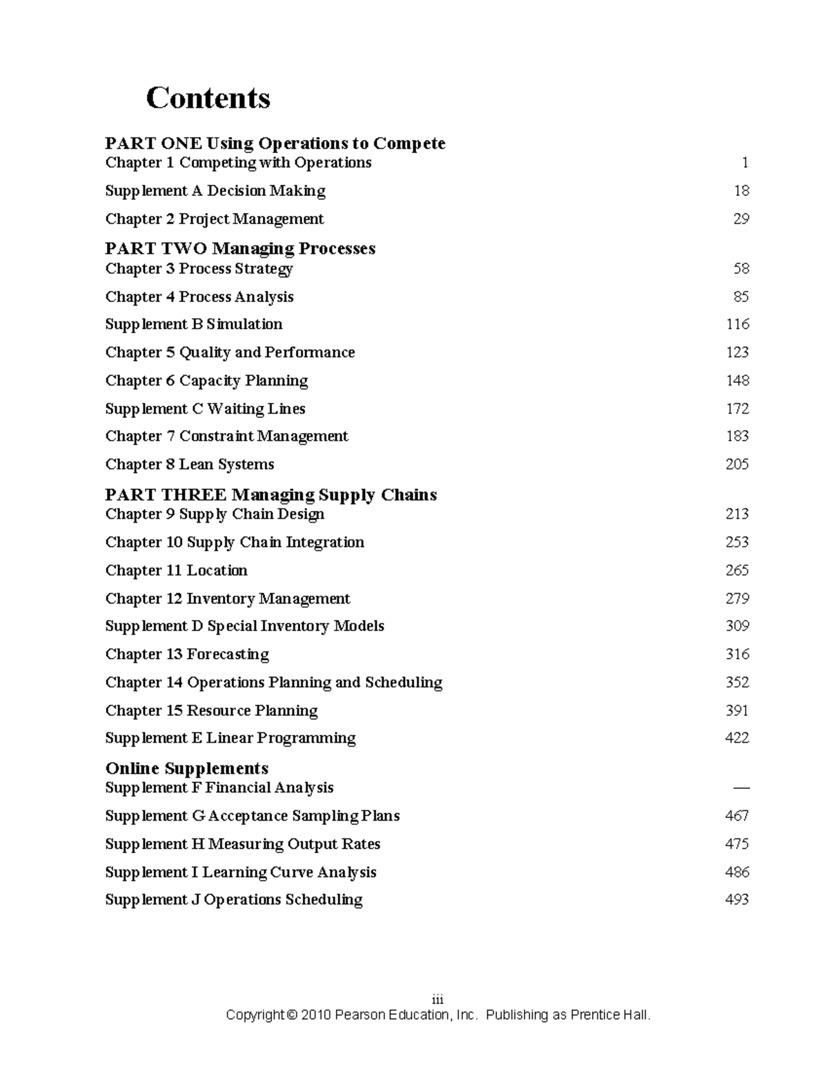 Operations Management - Contents PART ONE Using Operations to Compete Chapter 1 Competing with ...