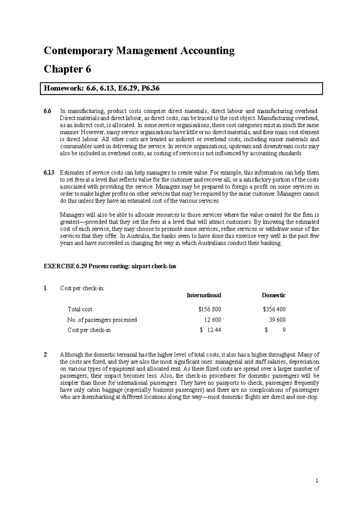 Chapter 6 - Contemporary Management Accounting Chapter 6 Homework: 6, 6 ...