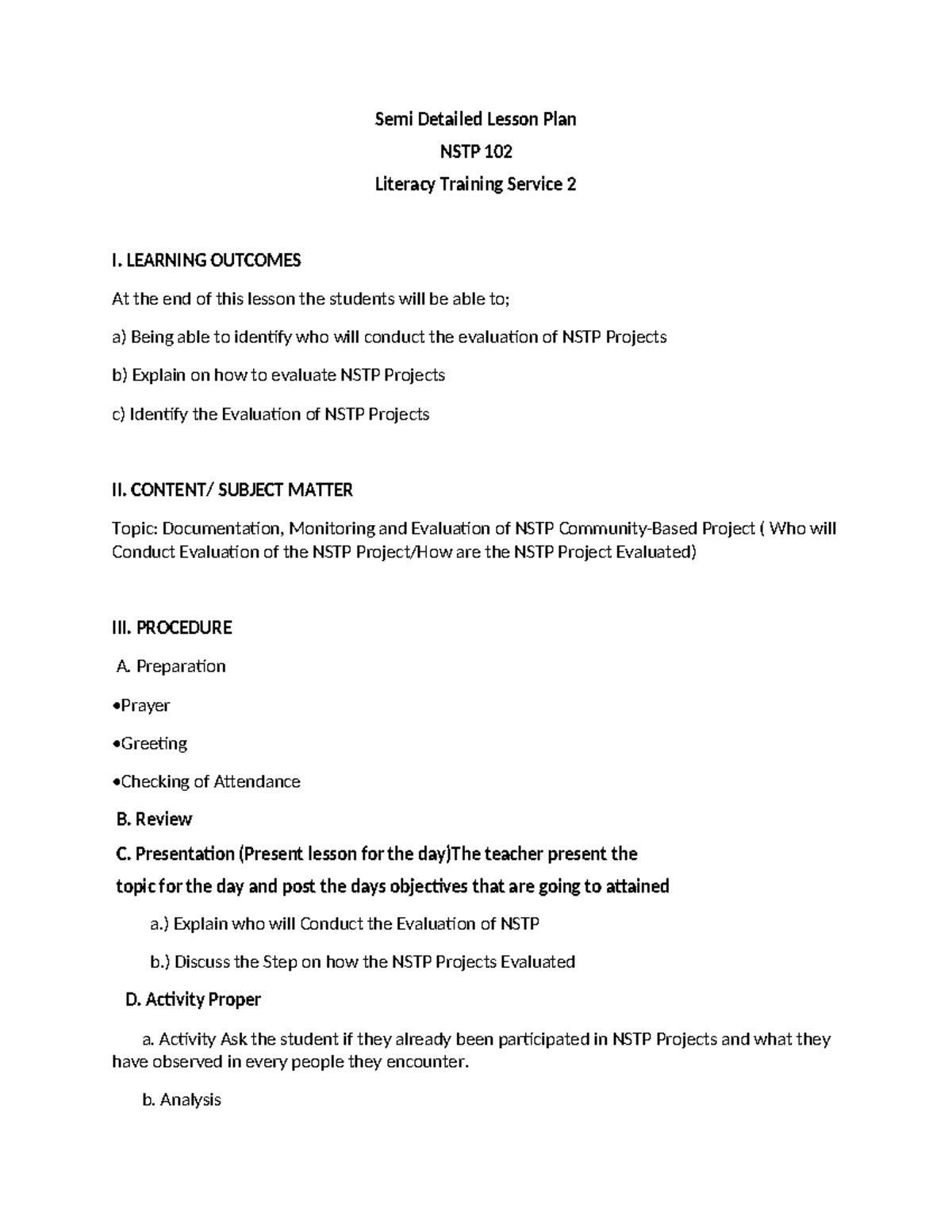 Lesson Plan Nstpwps Office - Semi Detailed Lesson Plan NSTP 102 ...