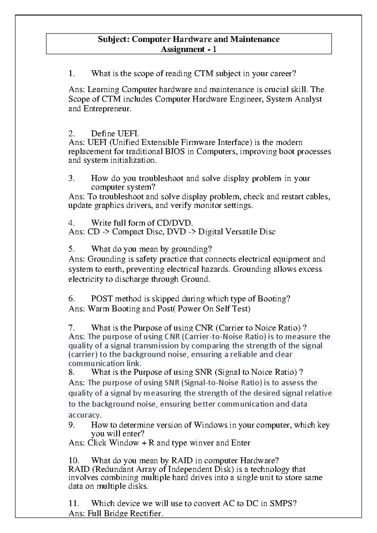 CTM Assignment - What is the scope of reading CTM subject in your ...