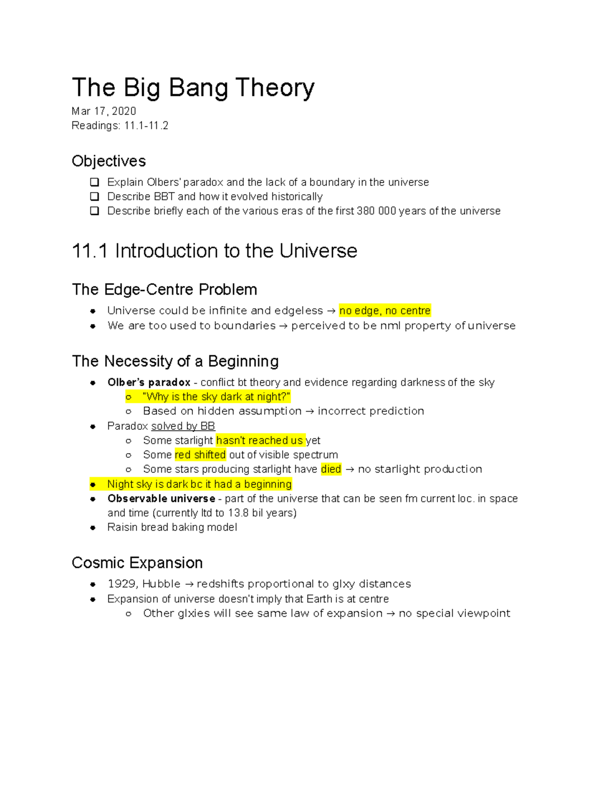 Lesson 10 - The Big Bang Theory - The Big Bang Theory Mar 17, 2020 ...