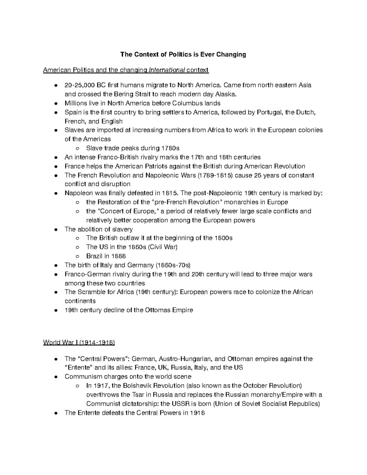 Plsc. 102 The Context of Politics is Ever Changing (Lesson 1) - The ...