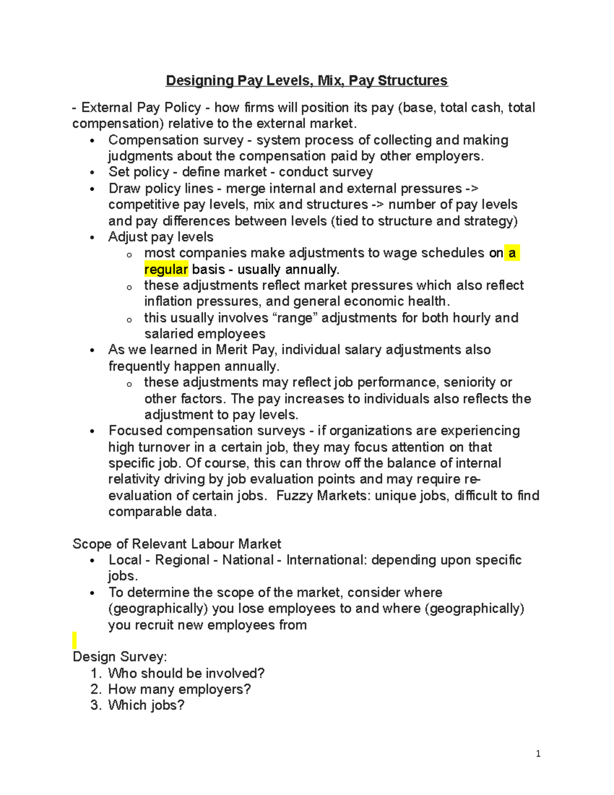 Lecture Notes Chapter 9 23 evaluating the market and designing pay ...