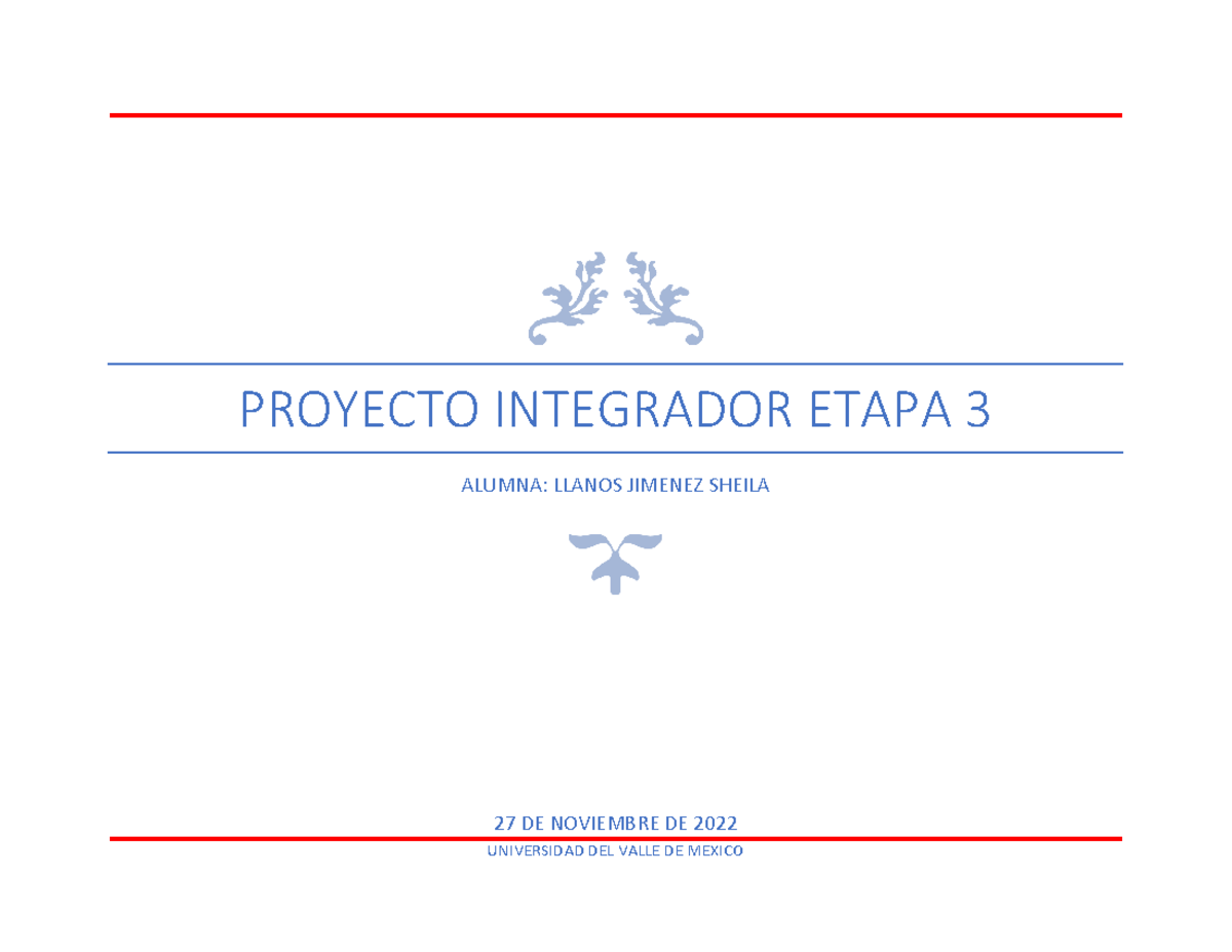 BLACKBOARD ACTIVIDAD 15 - PROYECTO INTEGRADOR ETAPA 3 ALUMNA: LLANOS JIMENEZ SHEILA 27 DE ...