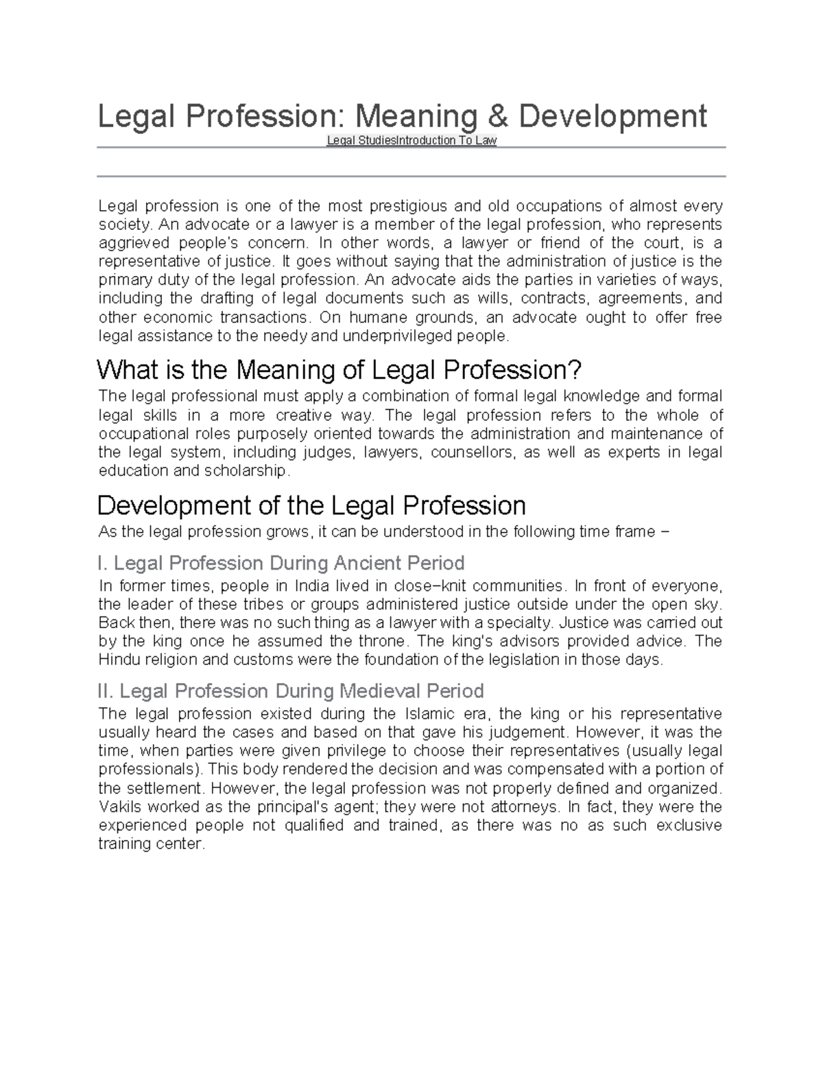 Significance of legal profession- Study - Legal Profession: Meaning ...